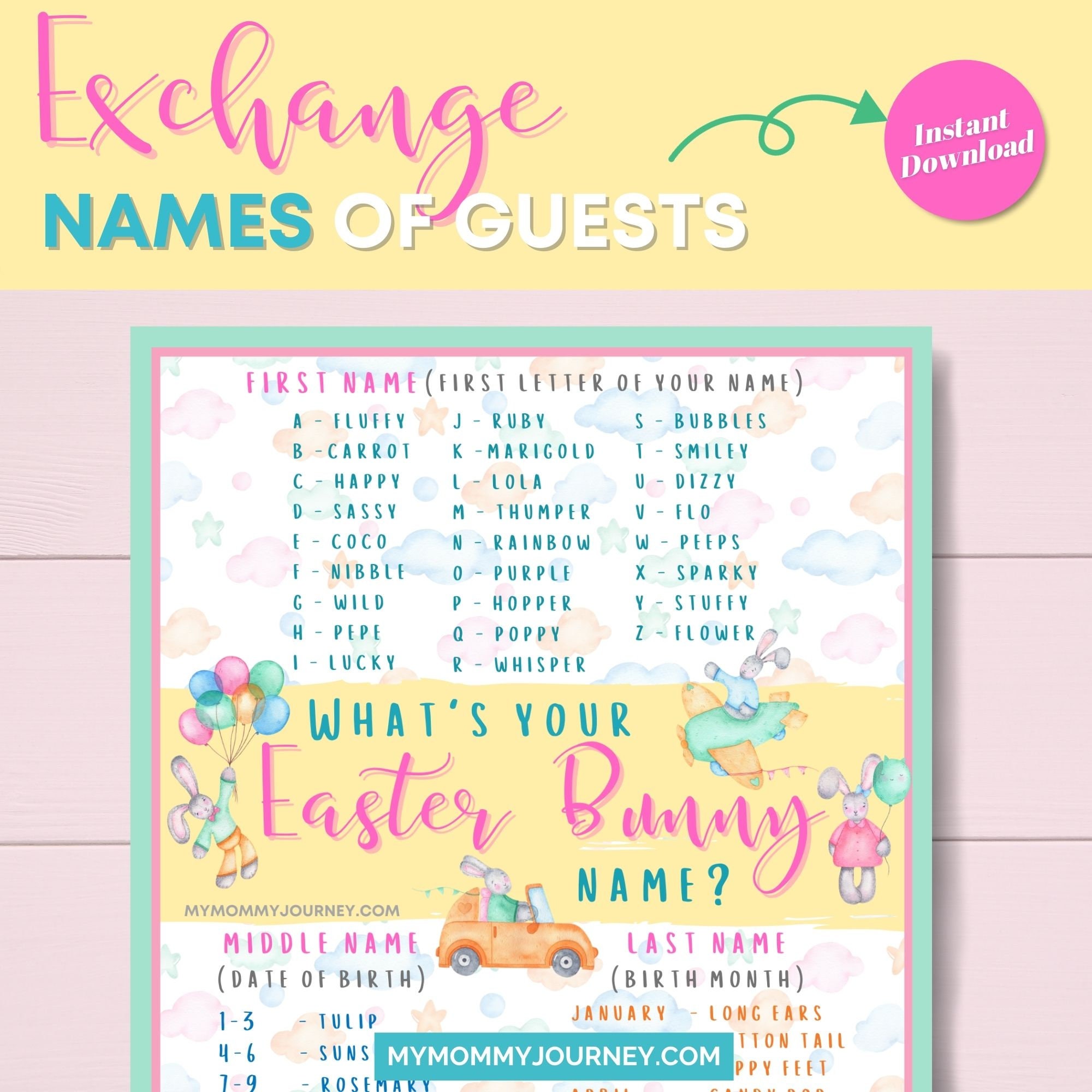 What's Your Easter Bunny Name Easter Game, Easter Name Game, Printable ...