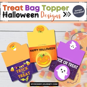 Halloween Treat Bag Toppers, Printable Candy Favor Bag Tag, Halloween ...