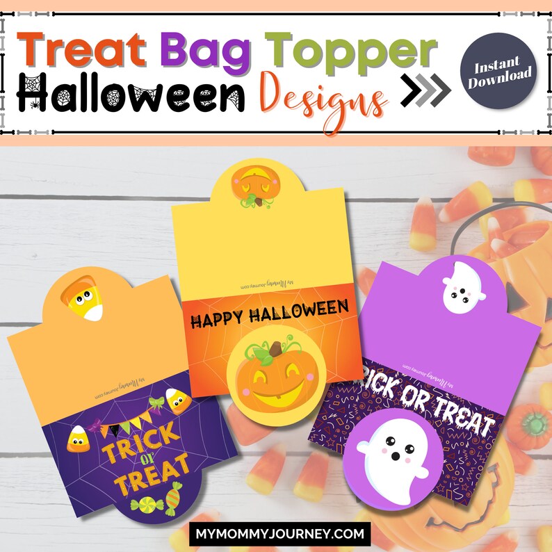 Halloween Treat Bag Toppers, Printable Candy Favor Bag Tag, Halloween ...