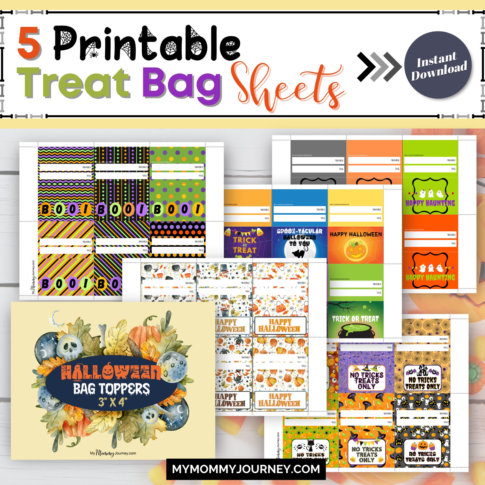 Halloween Treat Bag Toppers 3 Inch Size Printable Trick or - Etsy