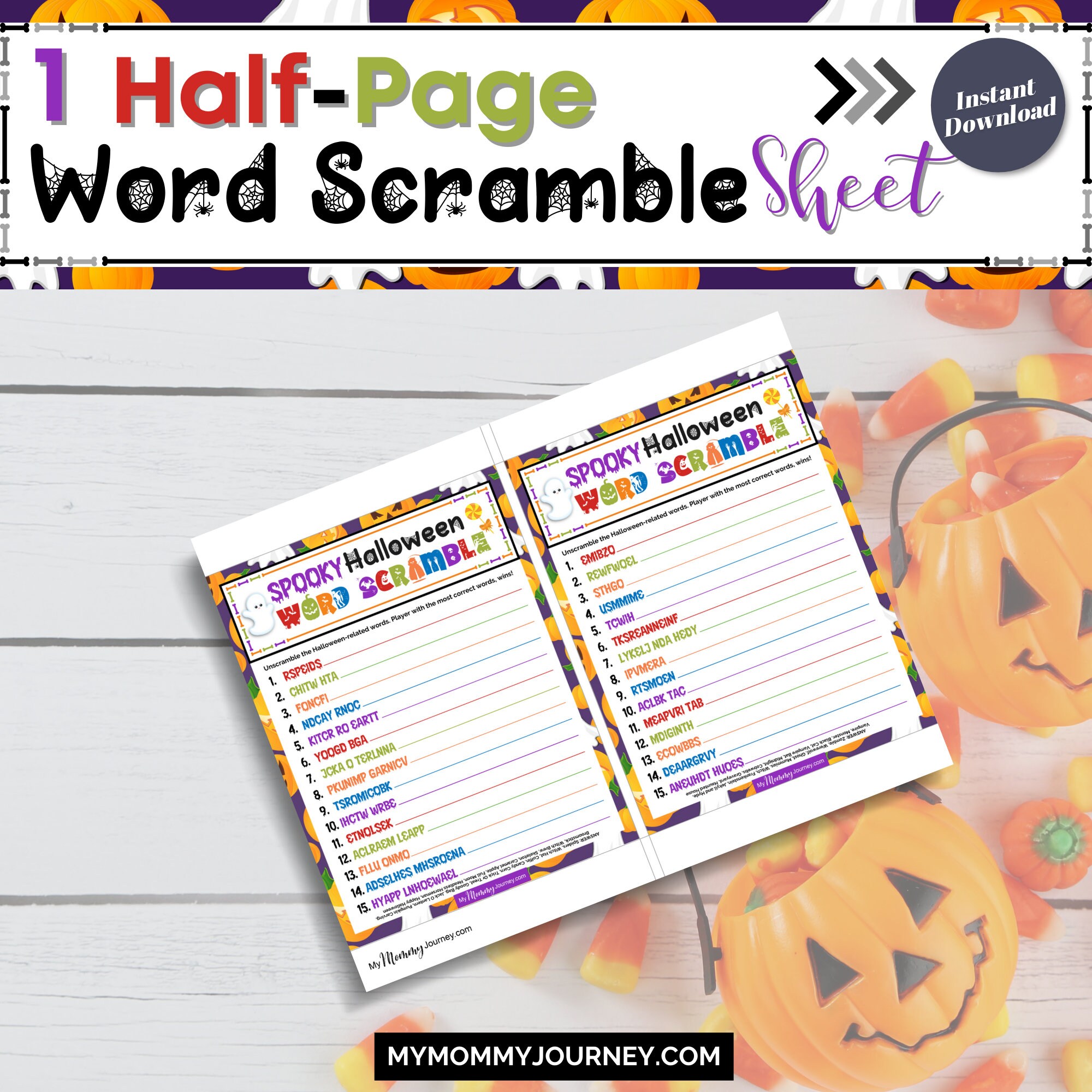 Spooky Halloween Word Scramble Game, Printable Halloween Activity ...