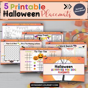 Halloween Activity Placemats, Printable Halloween Placemats, Halloween ...