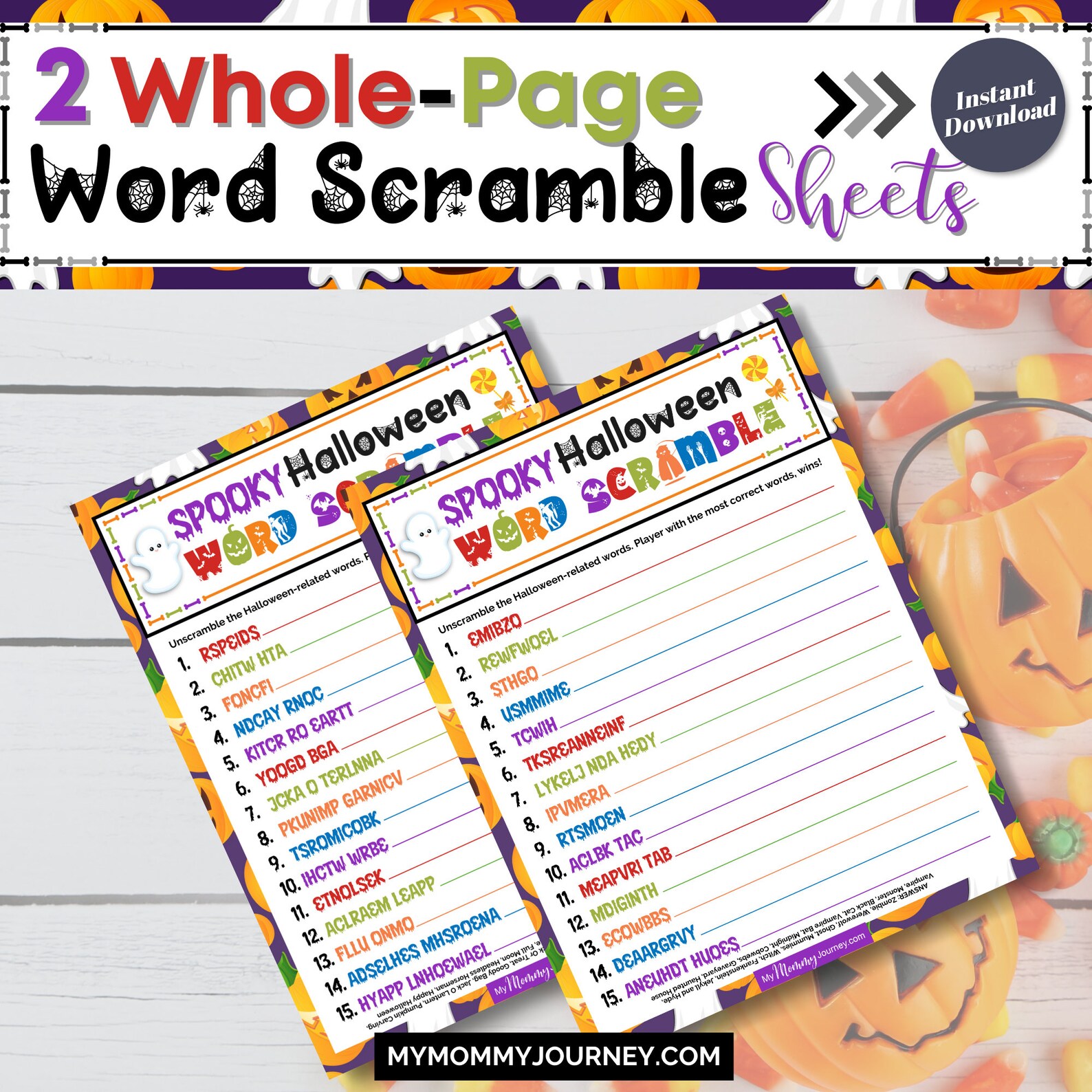 Spooky Halloween Word Scramble Game, Printable Halloween Activity ...