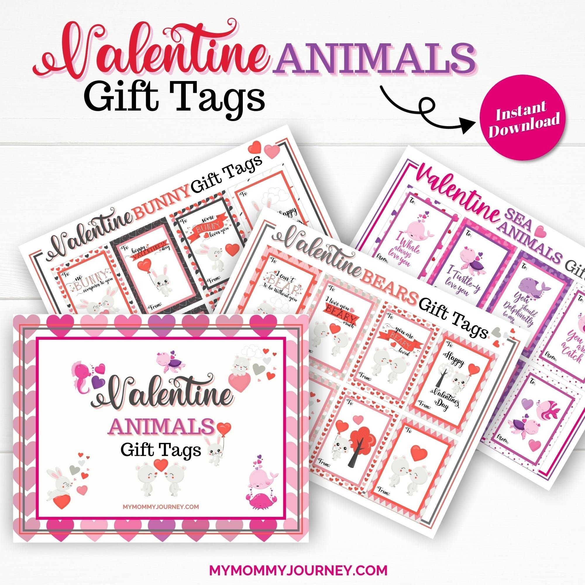 Valentine Gift Tags Printable With Animals Love Greetings - Etsy