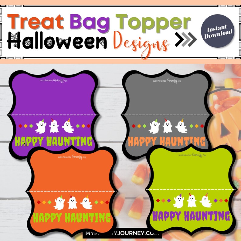 Halloween Treat Bag Toppers, Printable Candy Favor Bag Tag, Halloween ...