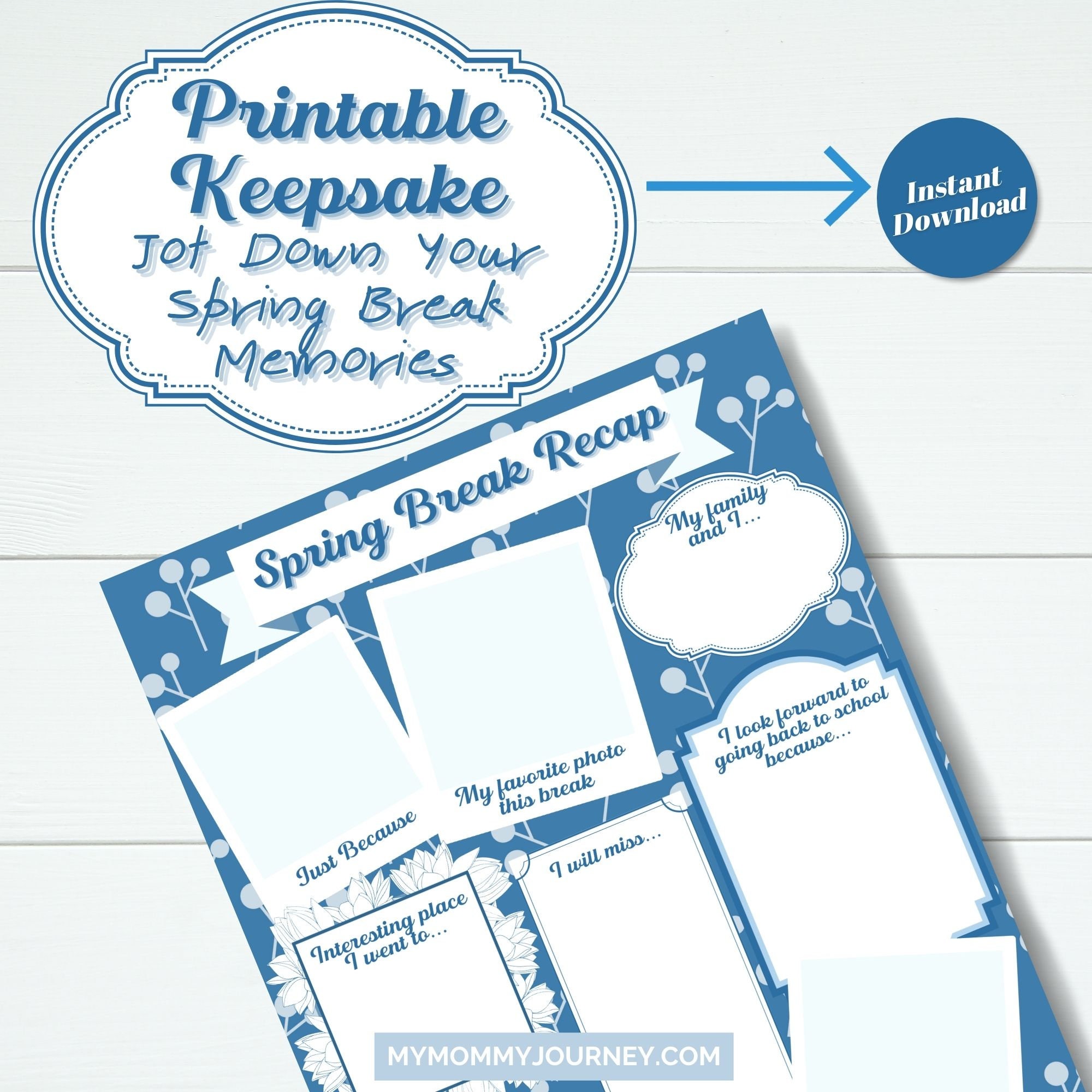 Spring Break Memory Keeper, Spring Break Printable Journal for Kids ...