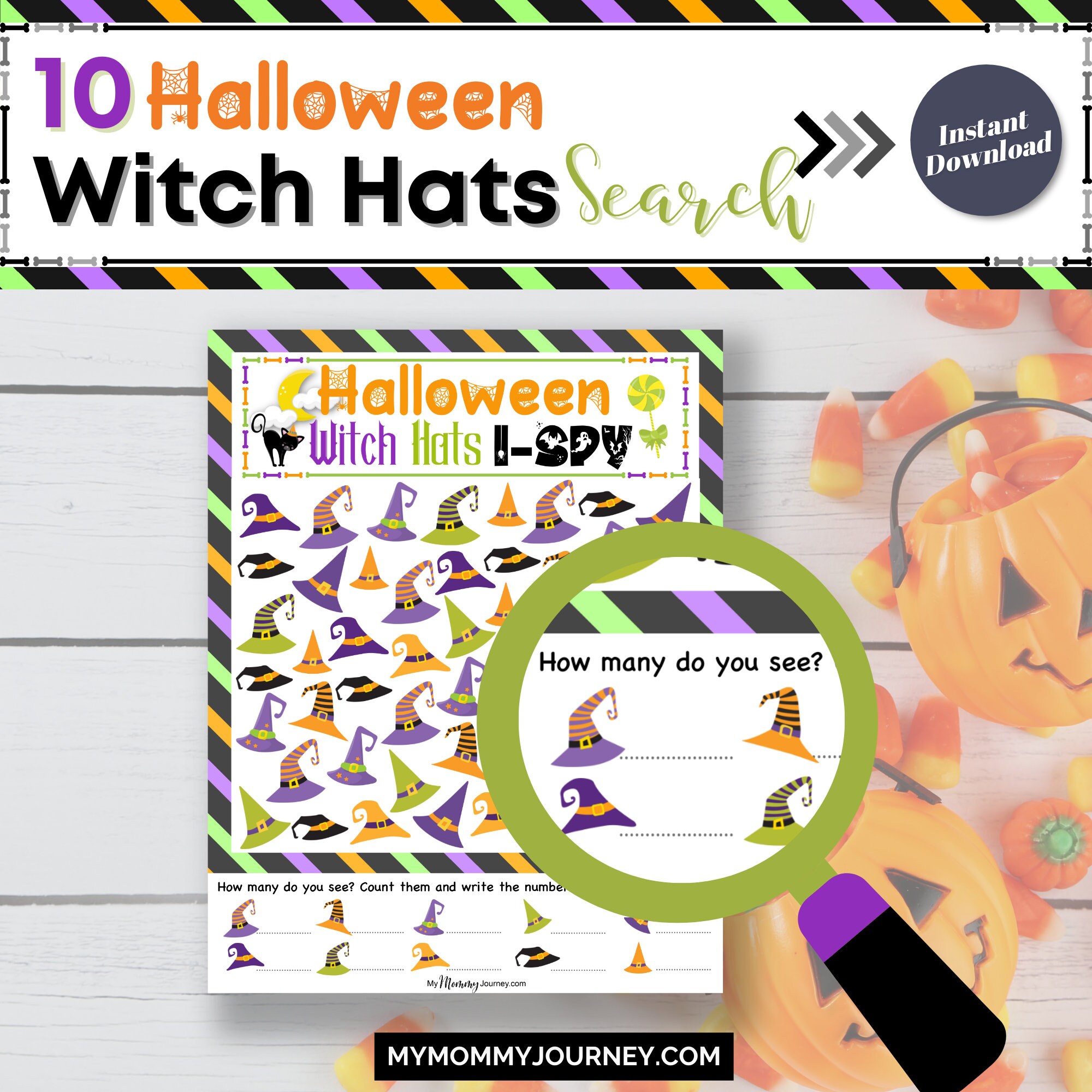Halloween I Spy Witch Hats Edition, Printable I-spy Halloween Game ...