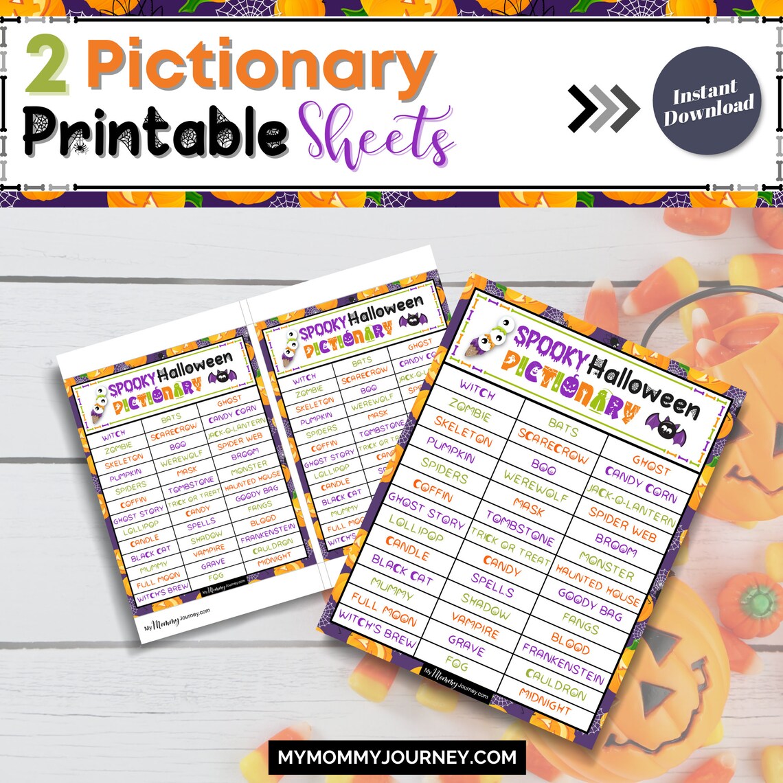 Halloween Pictionary Game, Printable Halloween Pictionary Words ...