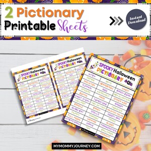Halloween Pictionary Game, Printable Halloween Pictionary Words ...