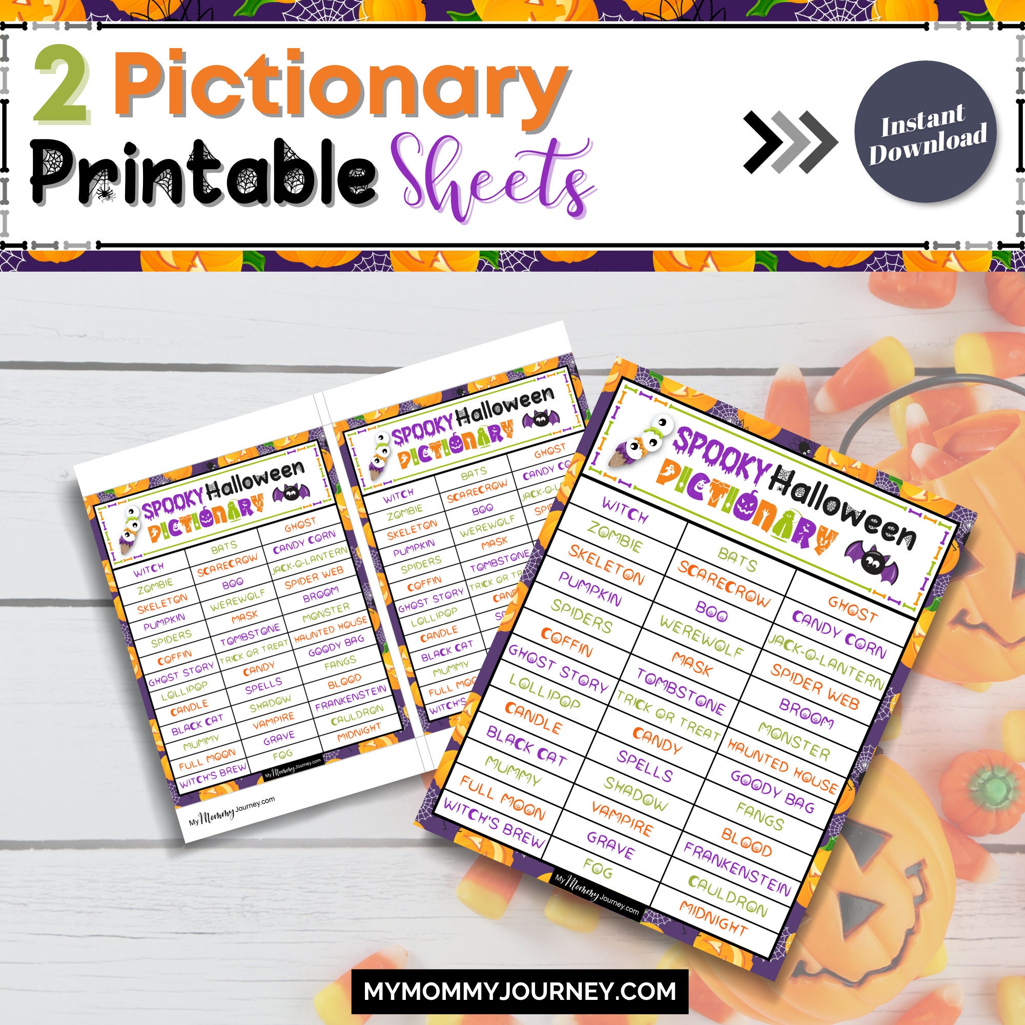 Halloween Pictionary Game, Printable Halloween Pictionary Words ...