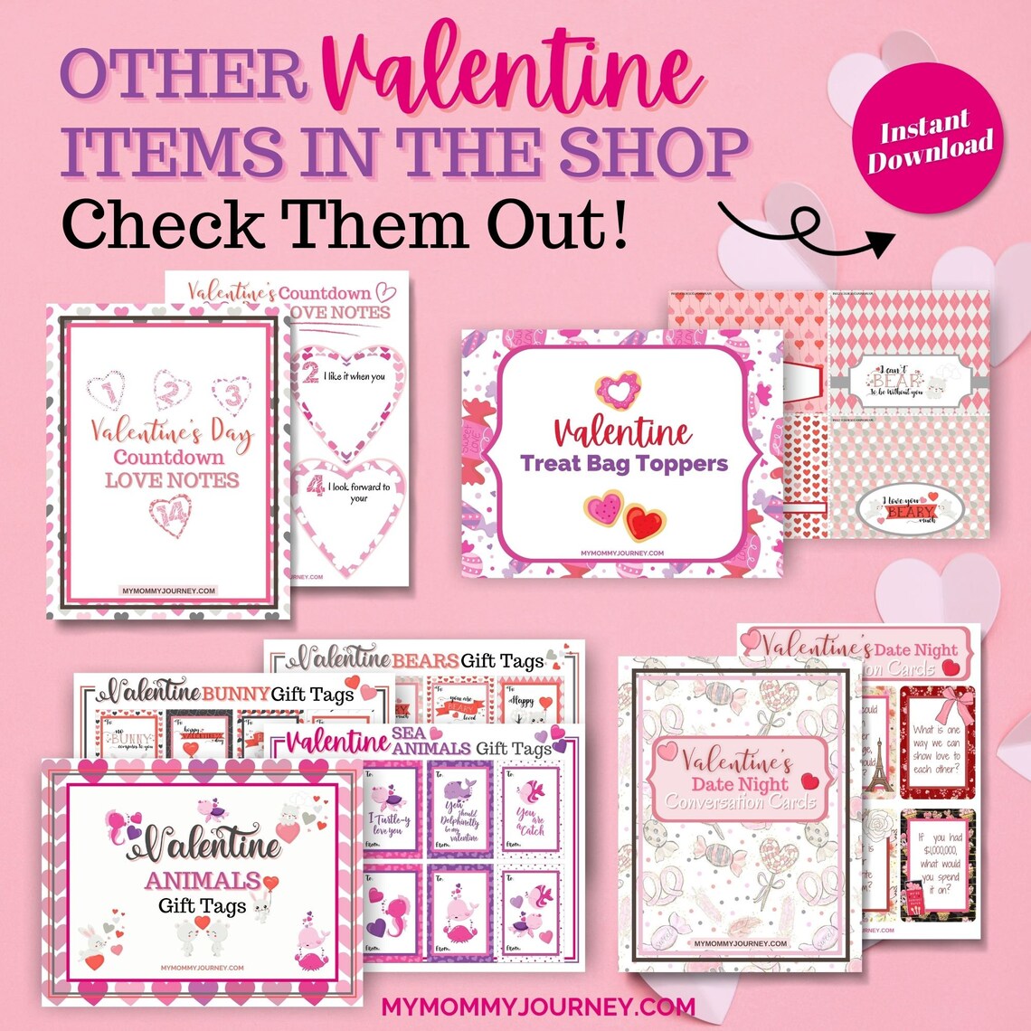 Valentine Treat Bag Toppers for Kids| Printable Valentine Favor Bag ...