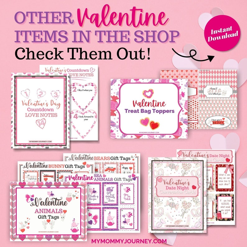 Valentine Treat Bag Toppers for Kids| Printable Valentine Favor Bag ...