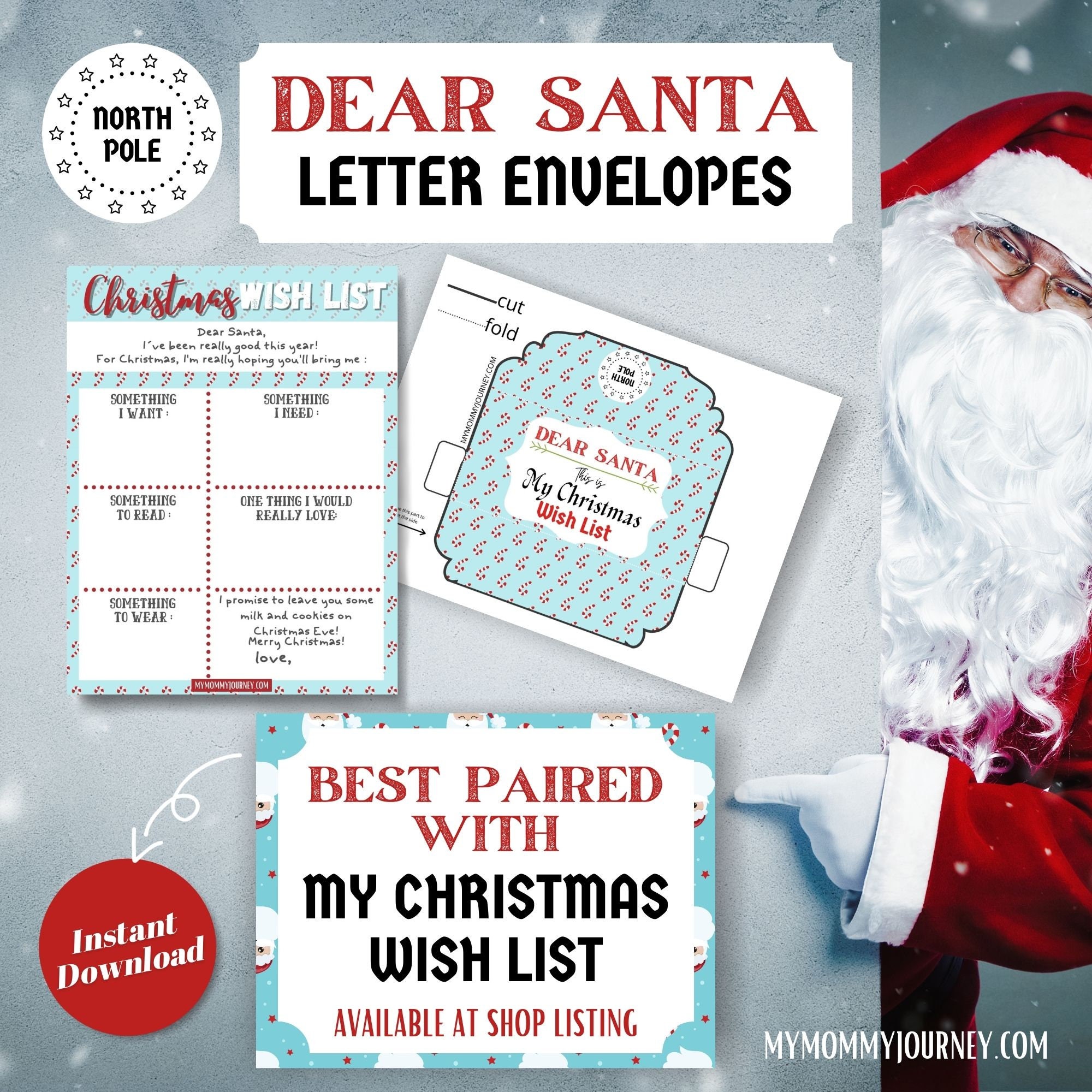 Dear Santa Letter Envelopes, Santa Letter Envelope, Santa Letter ...