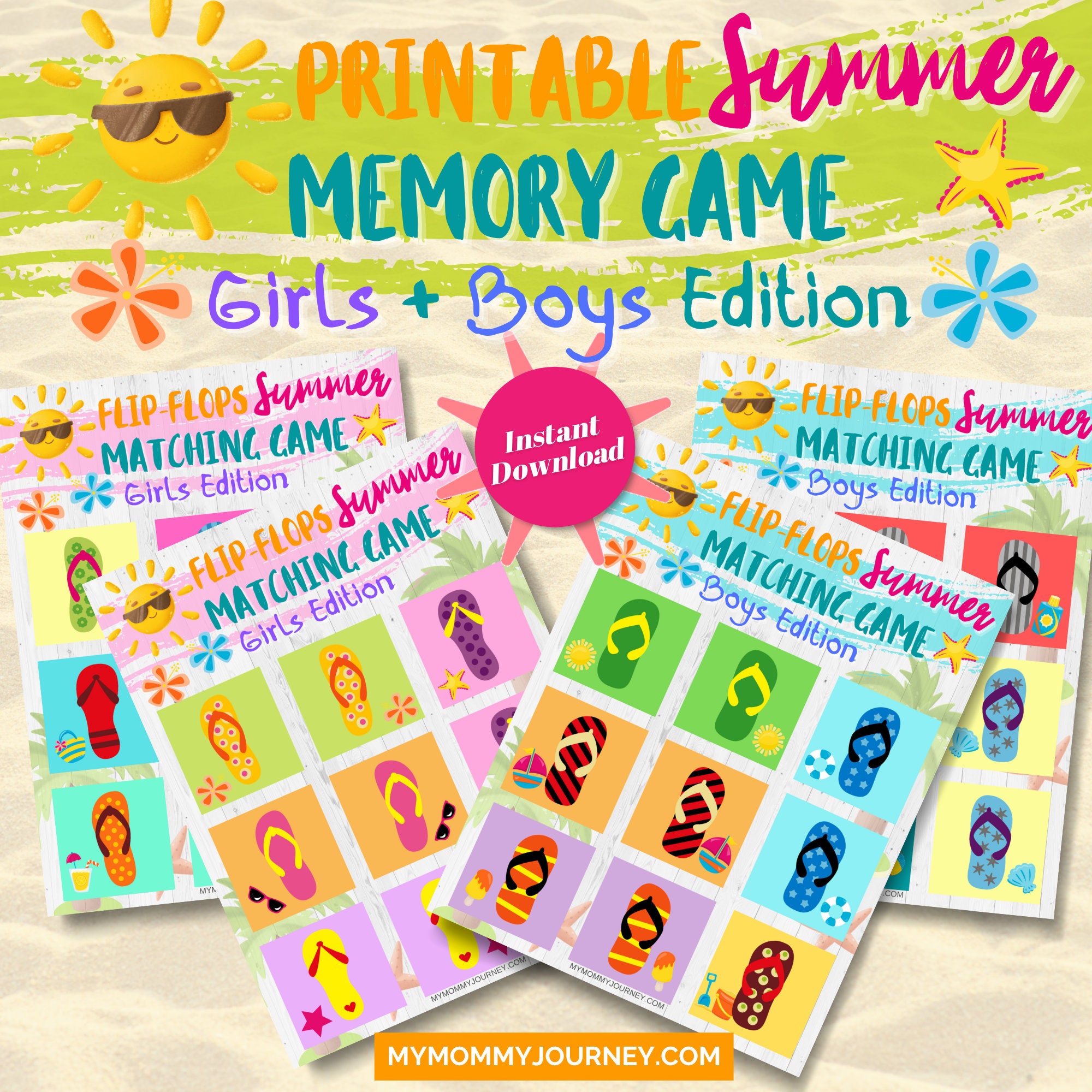Flip Flops Summer Matching Game Summer Memory Game Printable - Etsy España