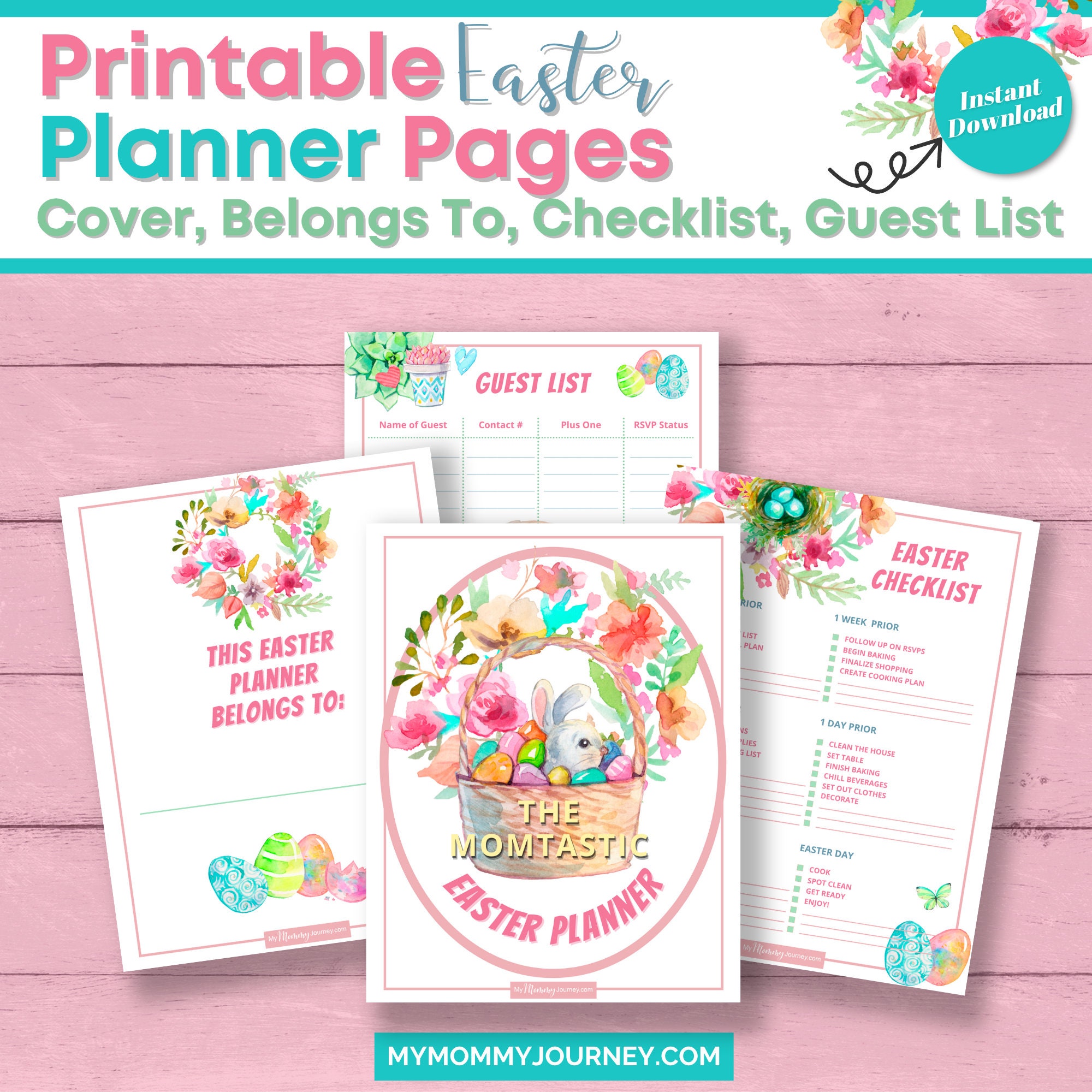 Easter Planner White Edition, Easter Planner Printable, Easter ...