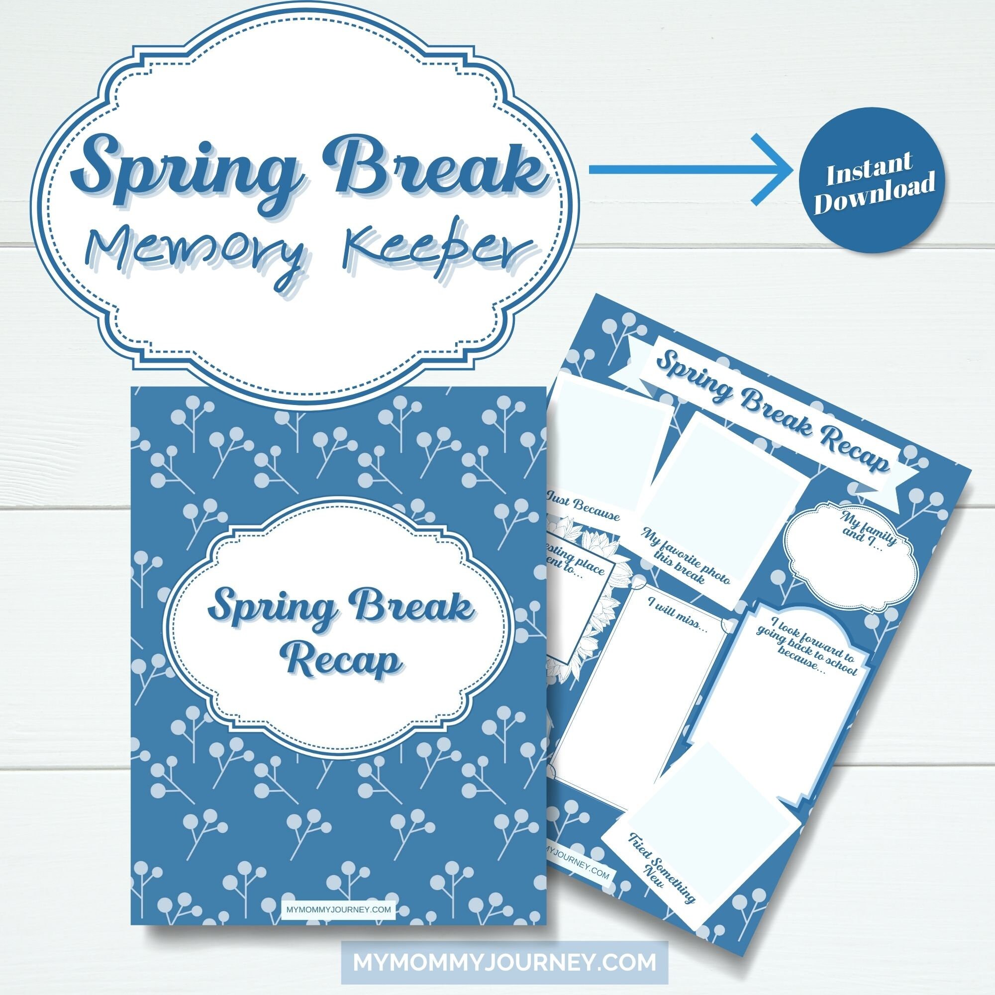 Spring Break Memory Keeper, Spring Break Printable Journal for Kids ...