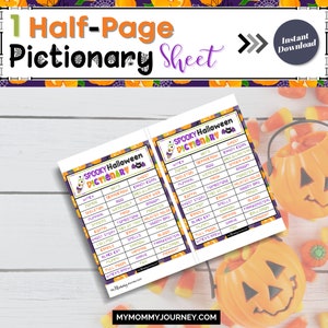 Halloween Pictionary Game, Printable Halloween Pictionary Words ...