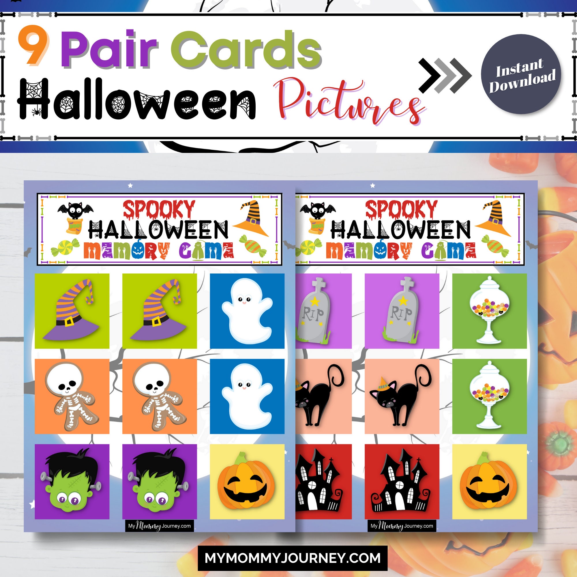 Spooky Halloween Memory Game, Printable Halloween Matching Game ...