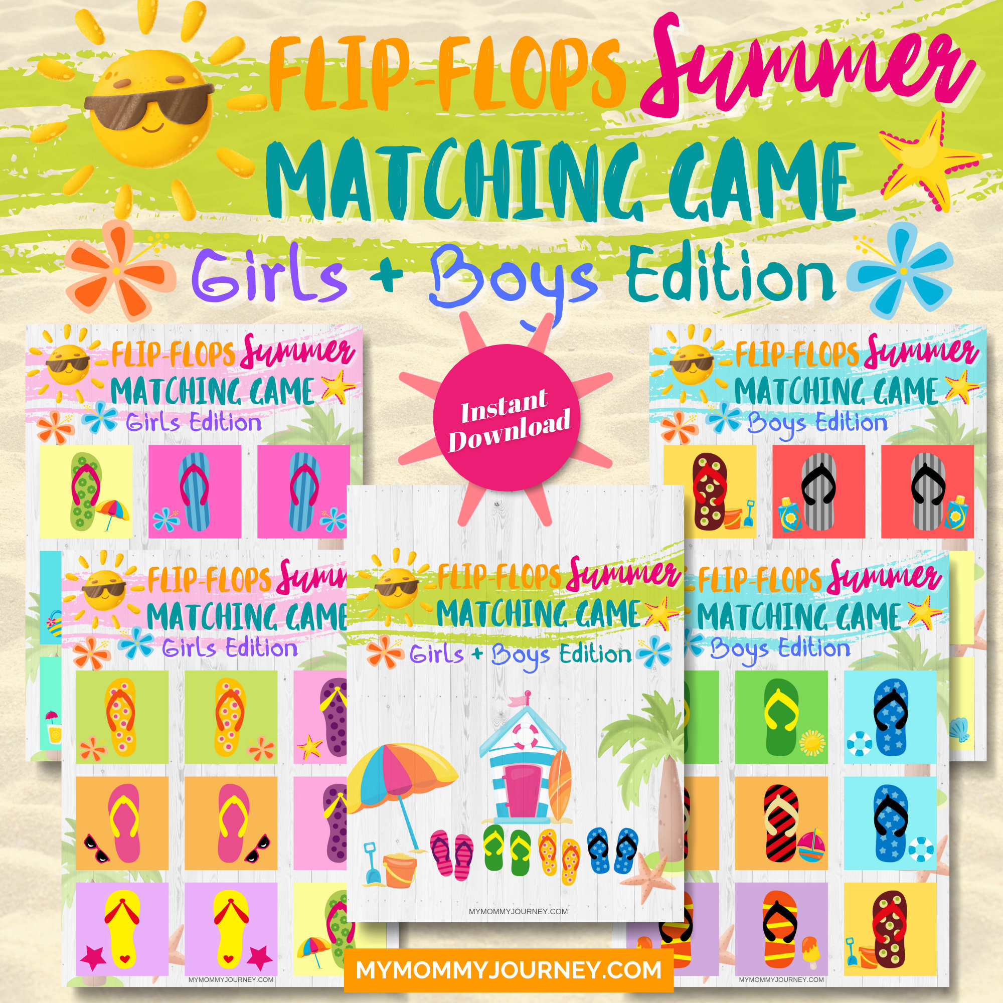 Flip Flops Summer Matching Game Summer Memory Game Printable - Etsy España