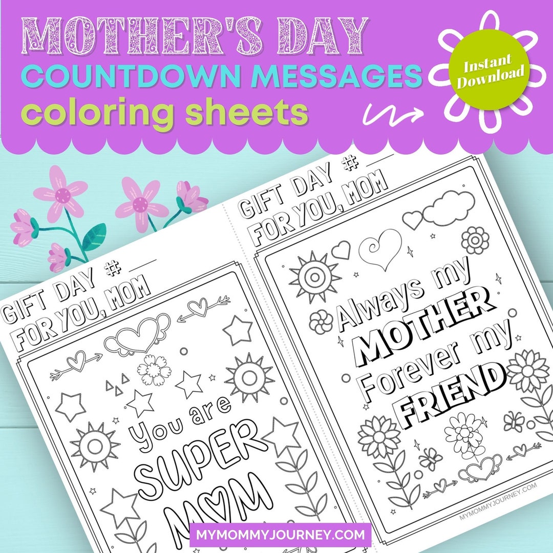 Mother's Day Countdown Messages Coloring Sheets, Mother's Day Countdown ...