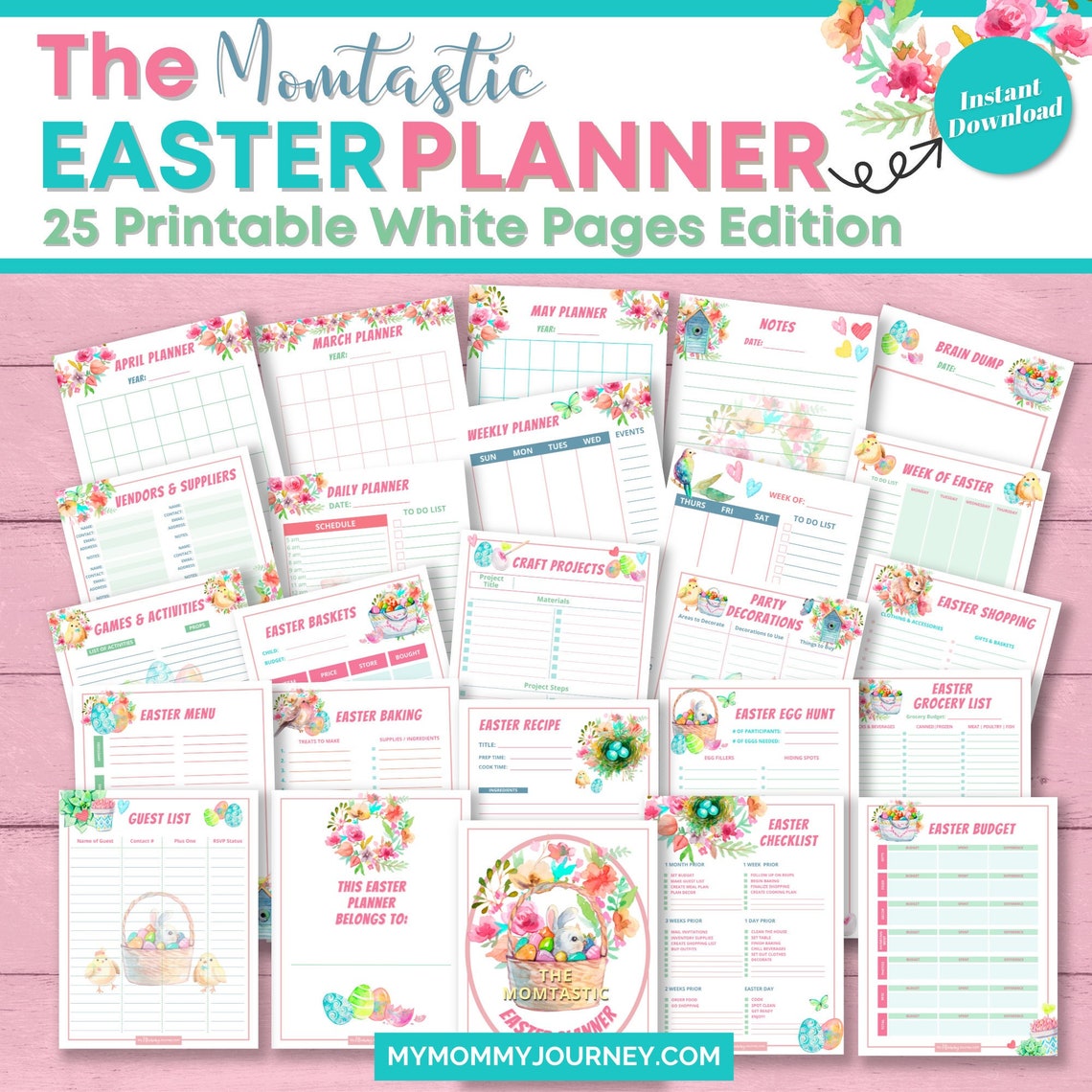 Easter Planner White Edition, Easter Planner Printable, Easter ...