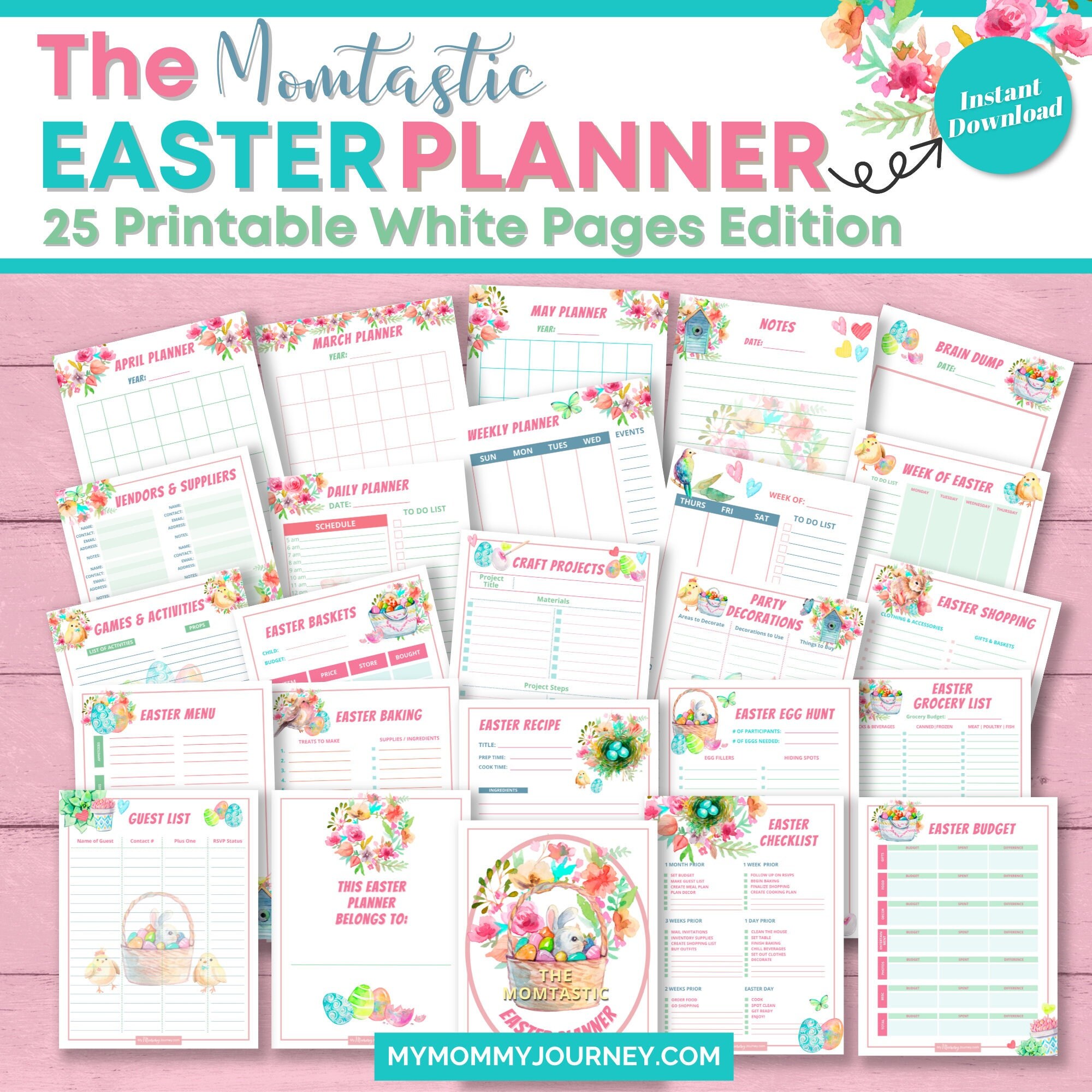 Easter Planner White Edition, Easter Planner Printable, Easter ...