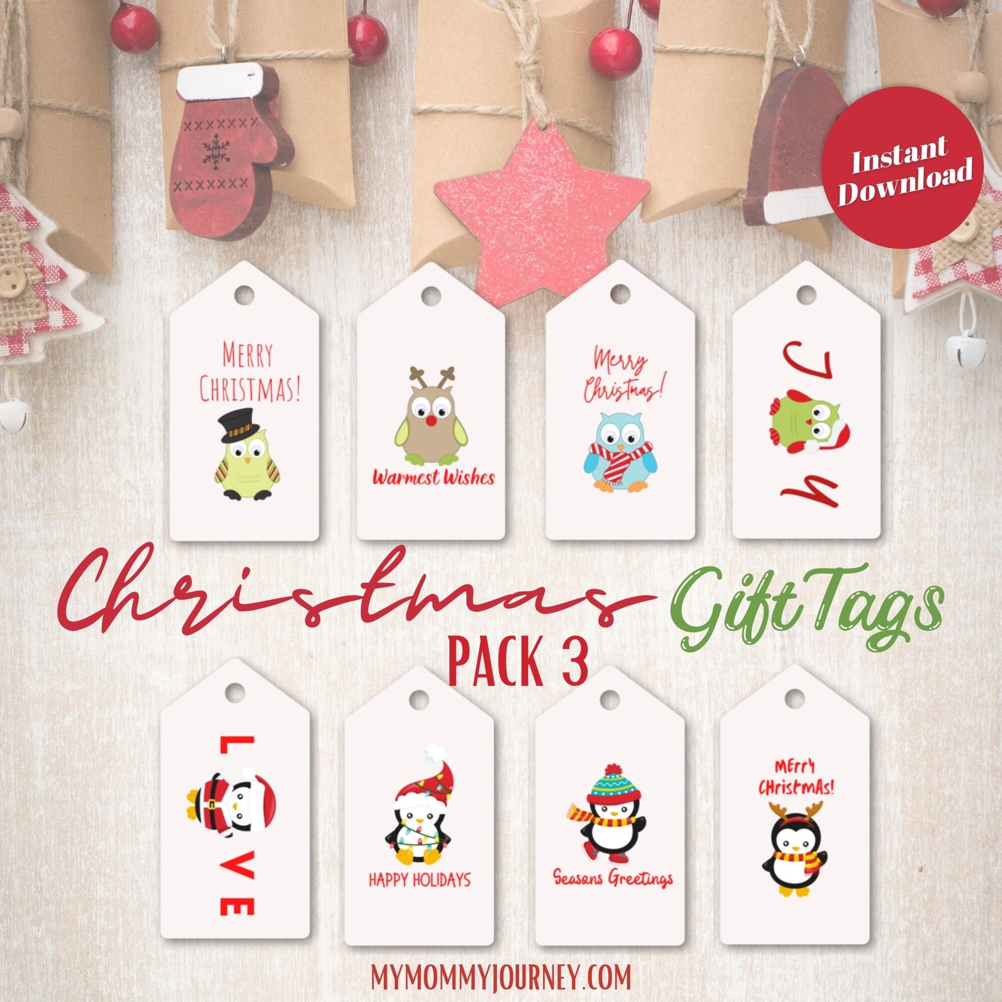 Christmas Gift Tags Bundle, Printable Christmas Gift Tags, Holiday Gift ...