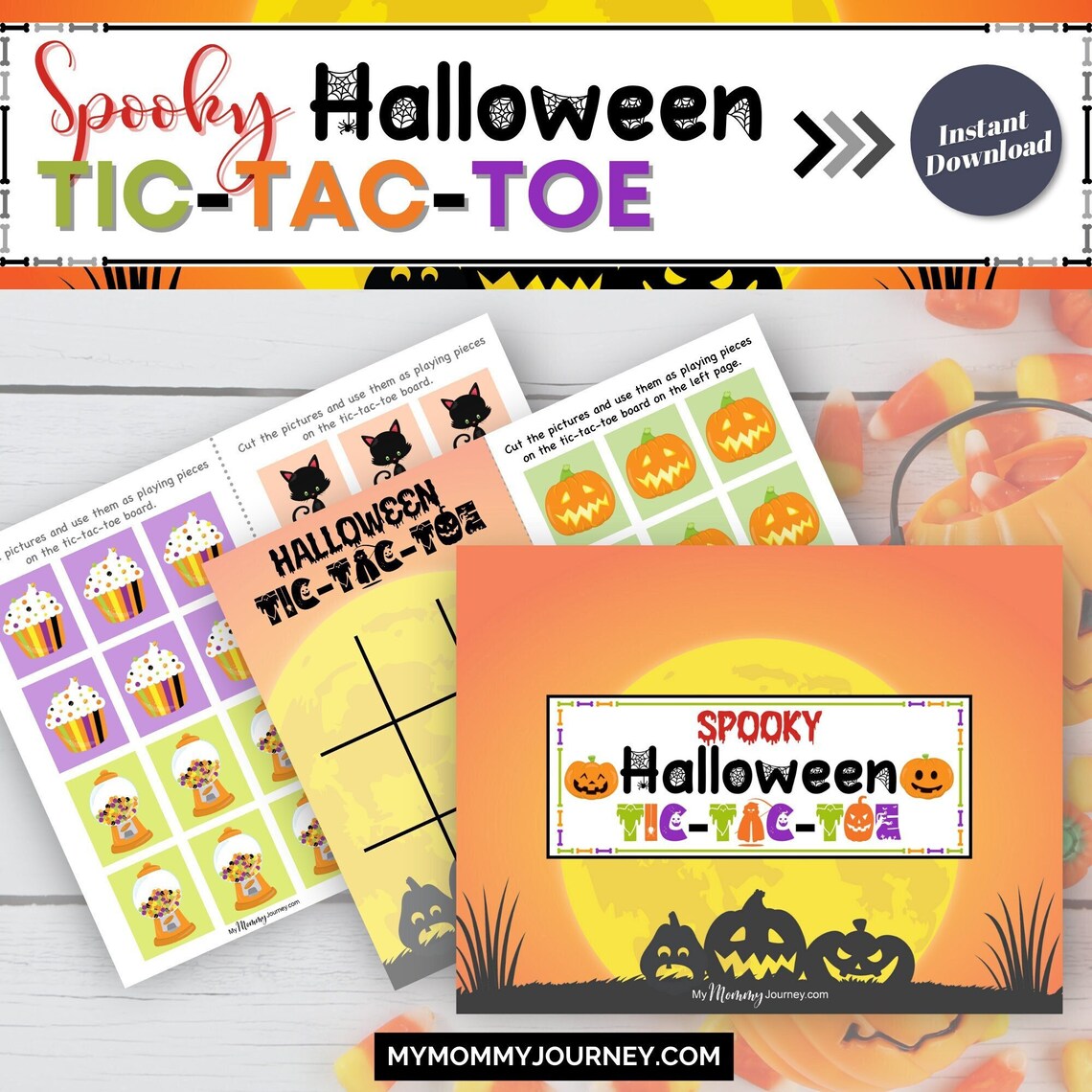 Spooky Halloween Tic Tac Toe, Printable Halloween Tic-tac-toe Game ...