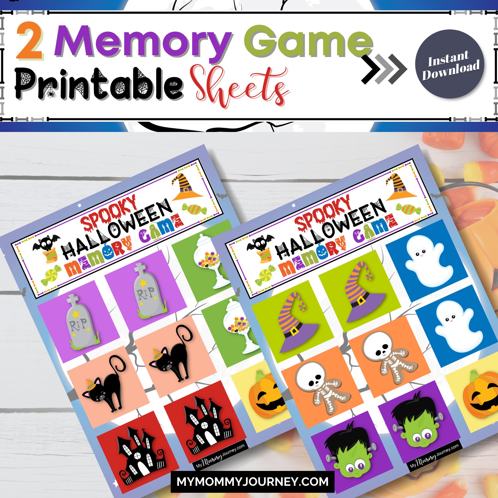Spooky Halloween Memory Game, Printable Halloween Matching Game ...