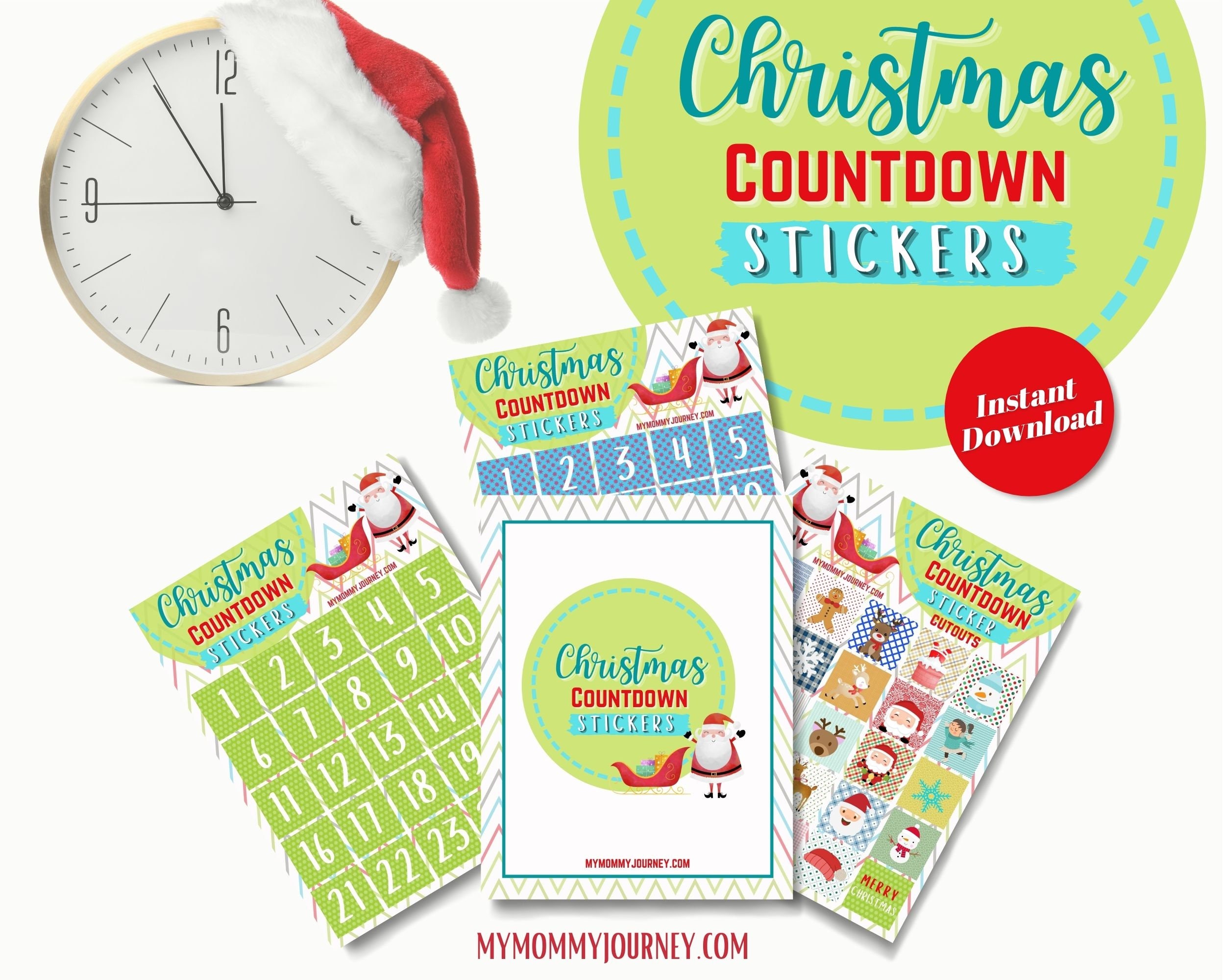 Christmas Countdown Stickers Printable Countdown Stickers - Etsy