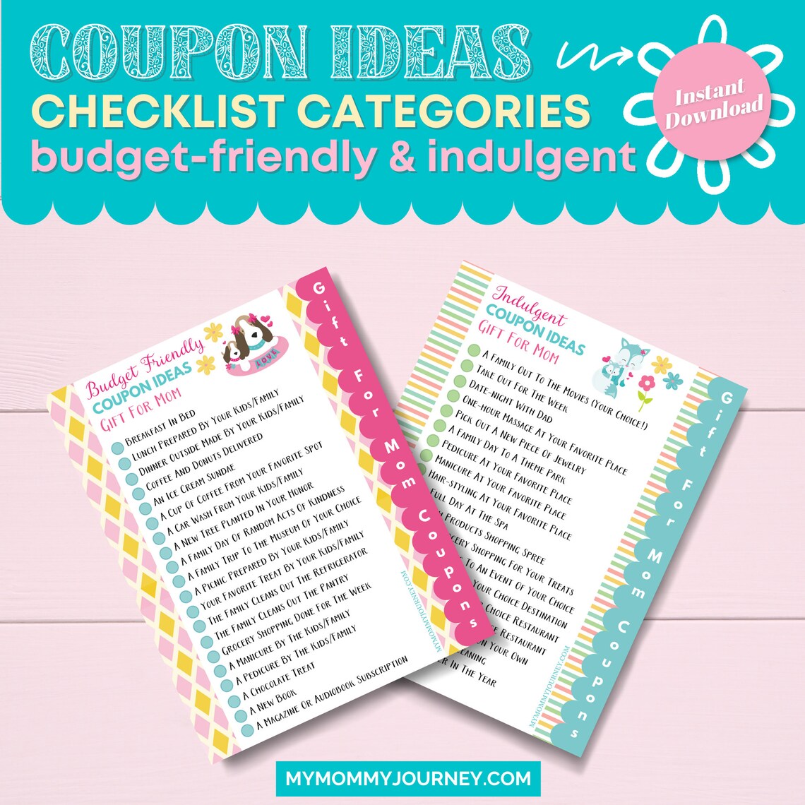 100 Gift for Mom Coupon Ideas Checklist, Printable Mothers Day Gift ...