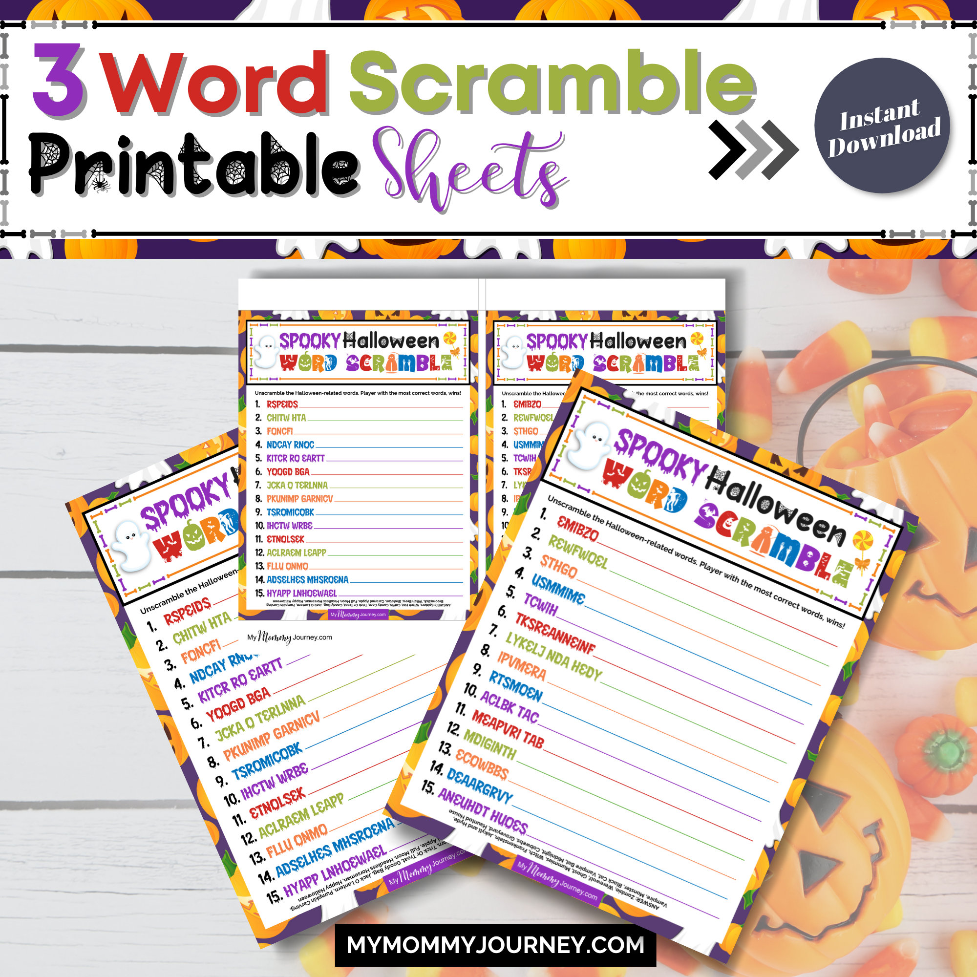 Spooky Halloween Word Scramble Game, Printable Halloween Activity ...