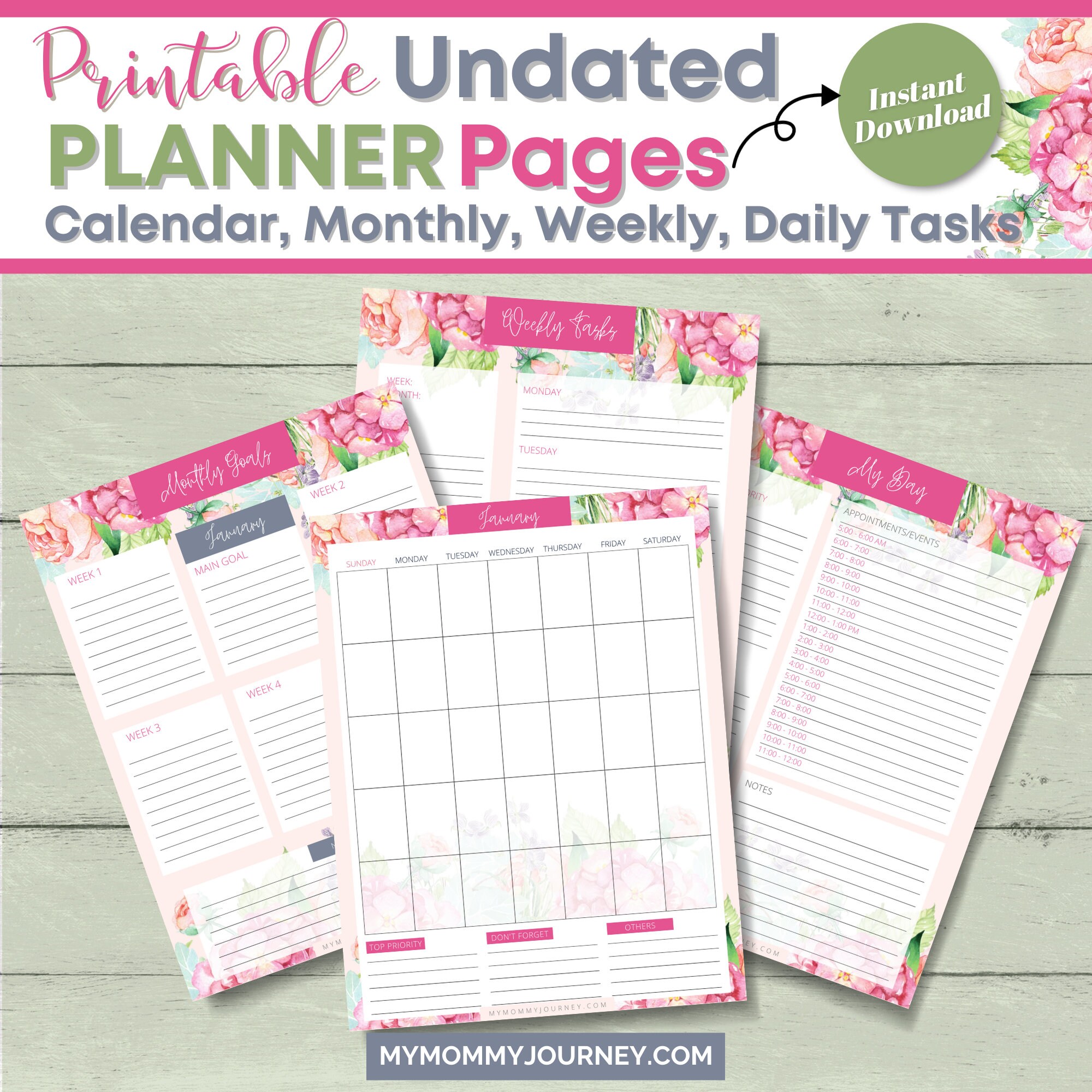 Busy Mom Planner Undated, Mom Printable Planner Undated, Home ...