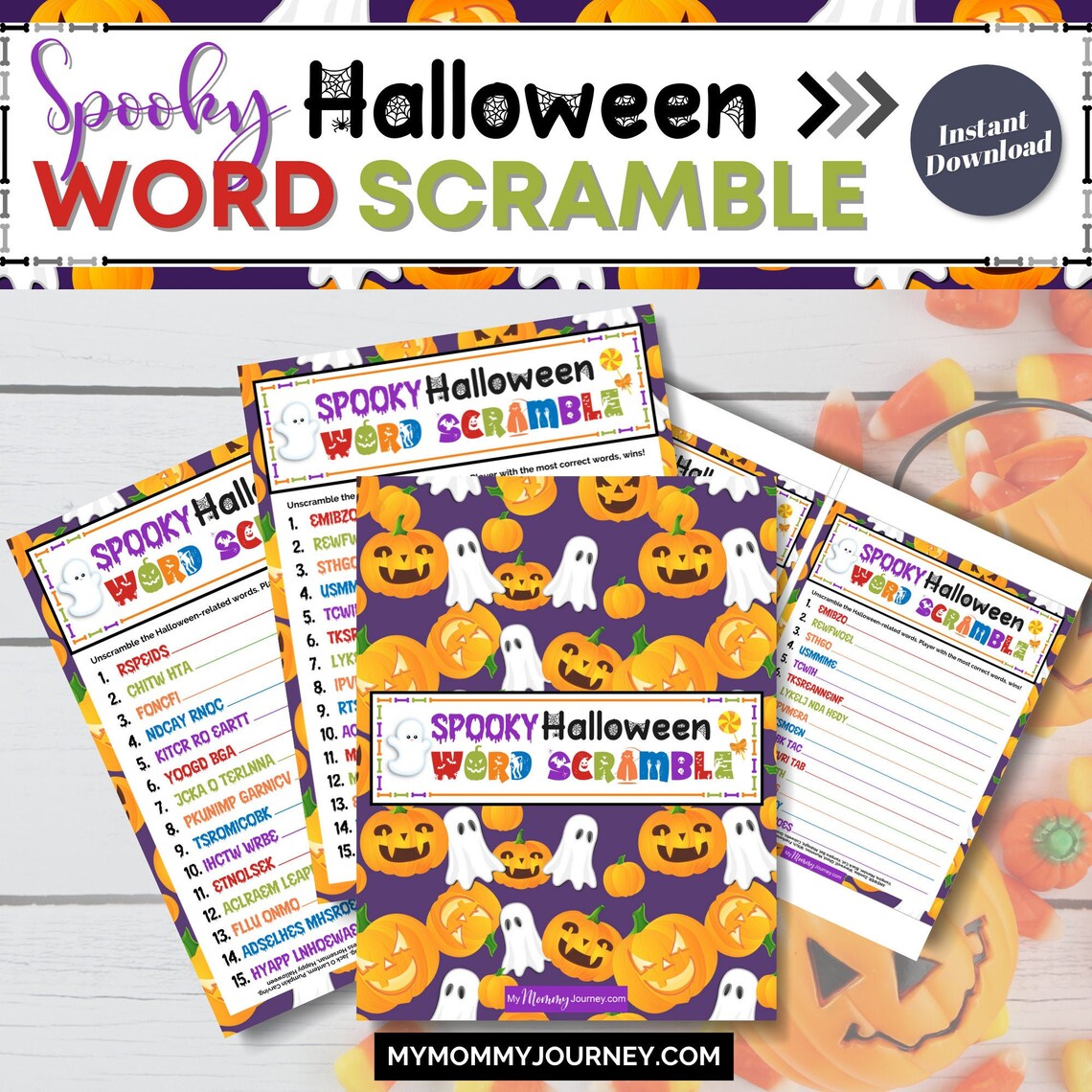 Spooky Halloween Word Scramble Game, Printable Halloween Activity ...