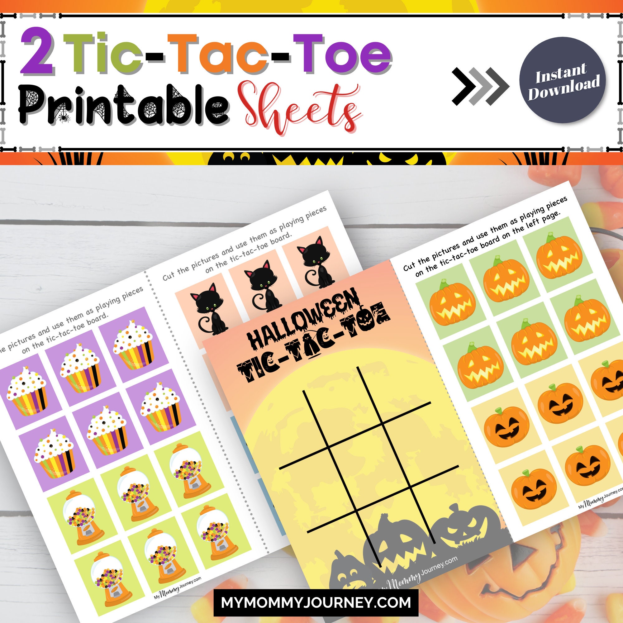 Spooky Halloween Tic Tac Toe, Printable Halloween Tic-tac-toe Game ...