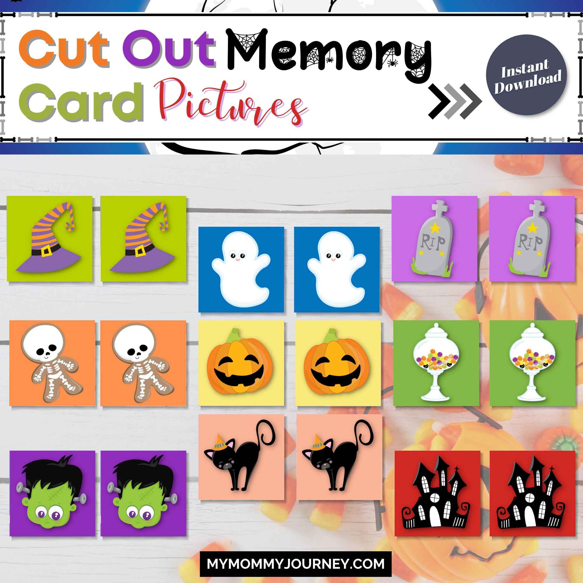 Spooky Halloween Memory Game, Printable Halloween Matching Game ...