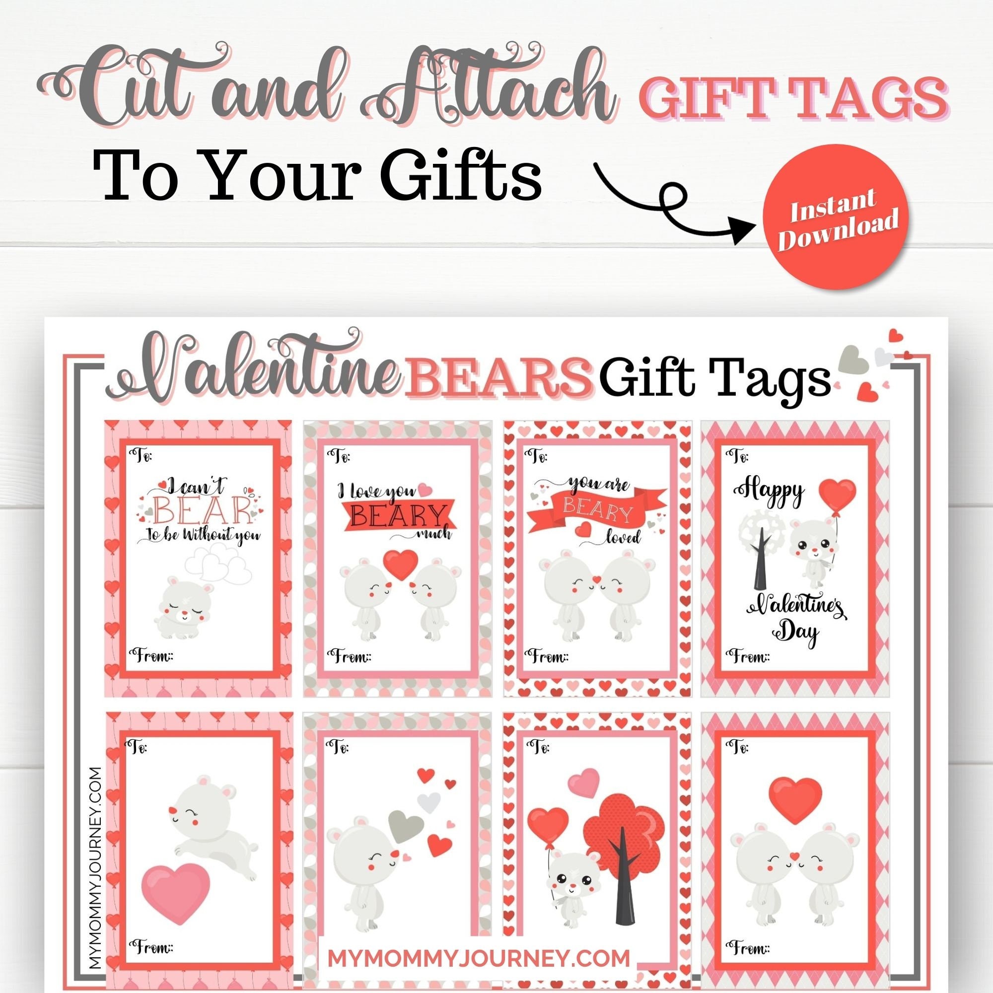 Valentine Gift Tags Printable With Bears Love Greetings, Printable ...