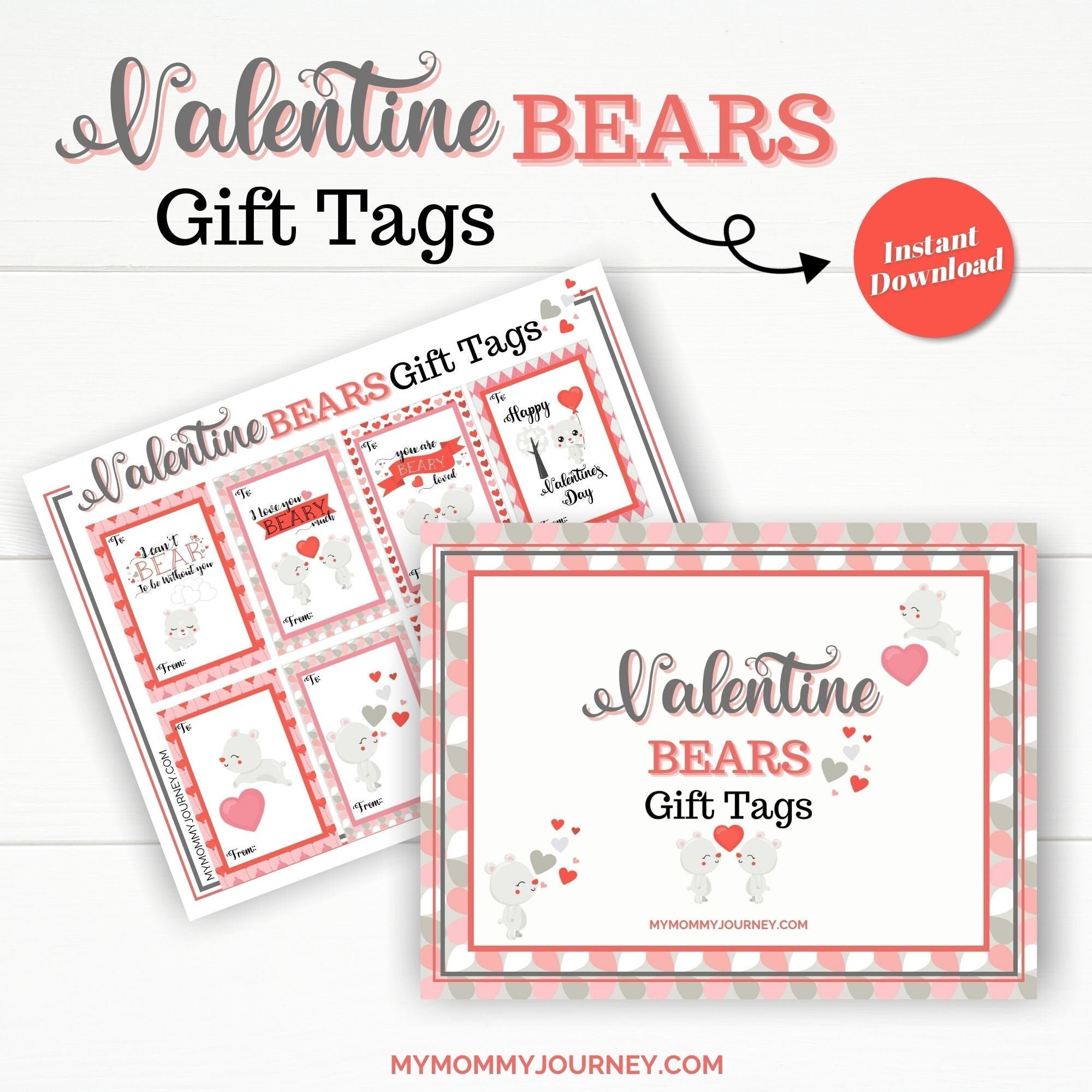 Valentine Gift Tags Printable With Bears Love Greetings, Printable ...