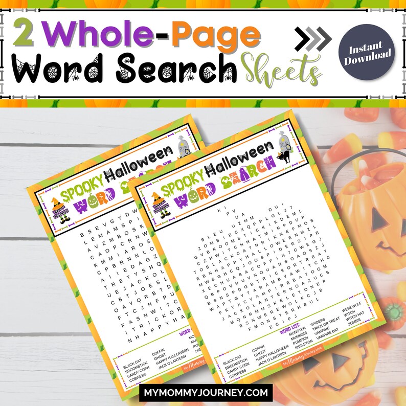 Spooky Halloween Word Search, Printable Halloween Activity, Halloween ...