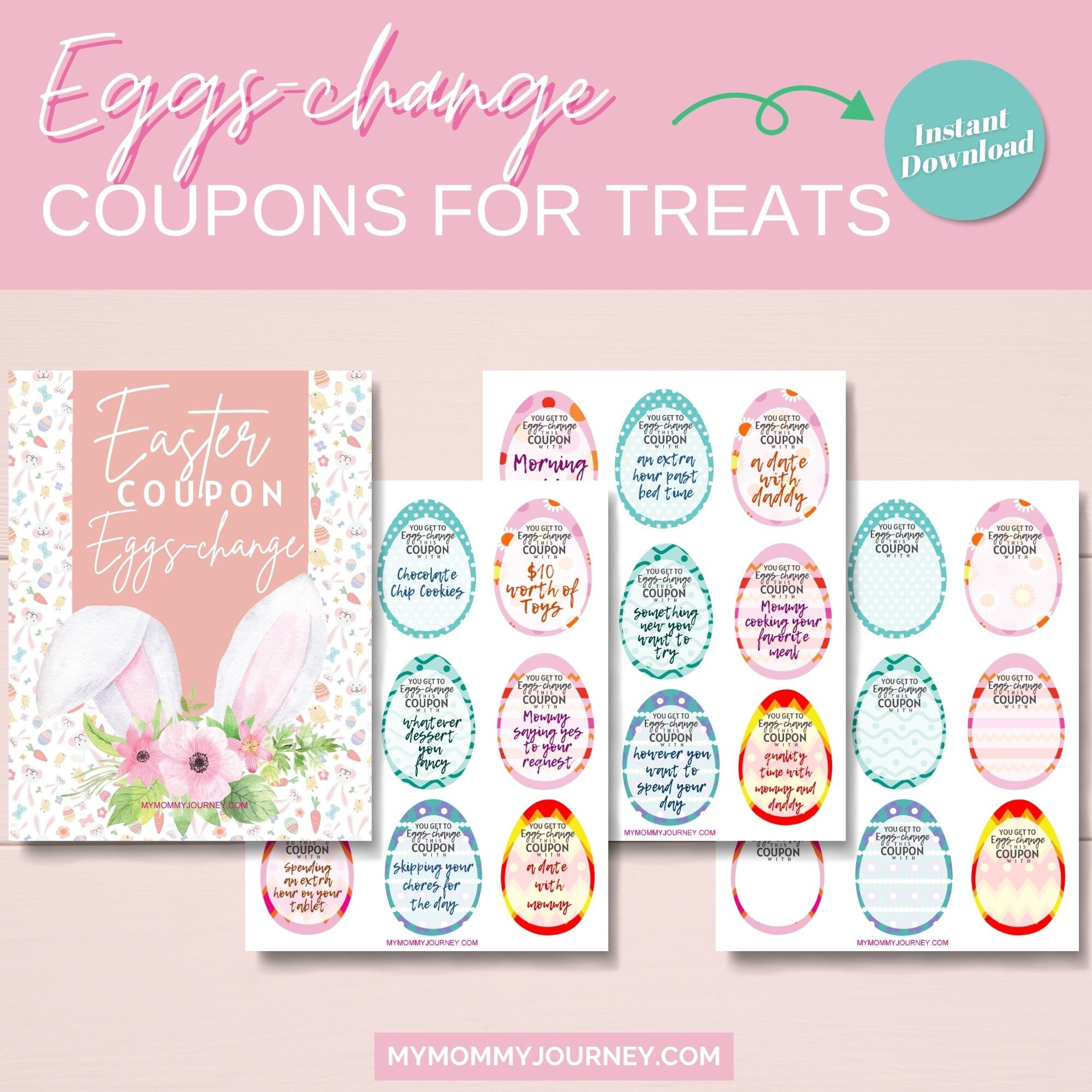 Printable Easter Egg Coupons for Kids, Kids Easter Basket Stuffer ...