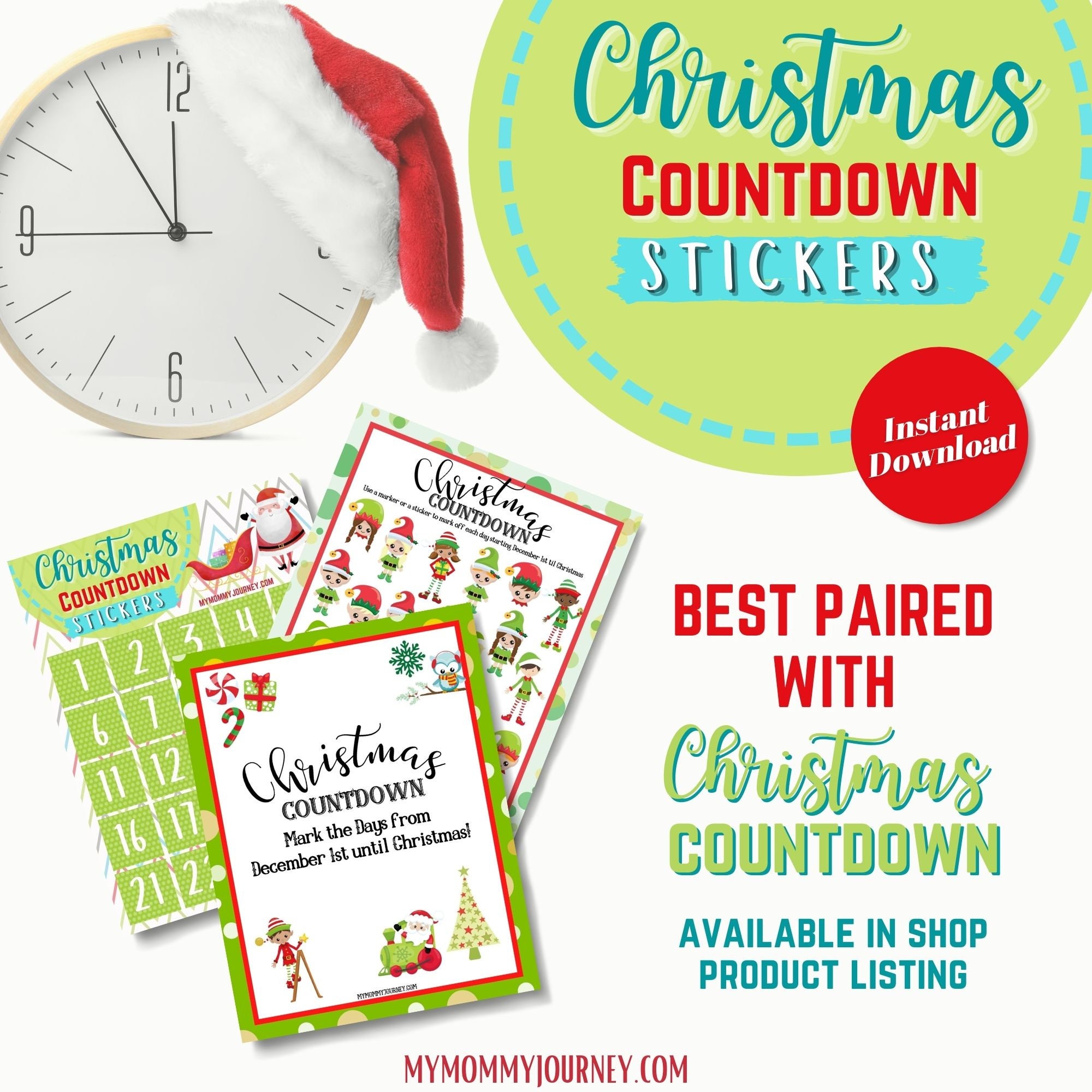Christmas Countdown Stickers Printable Countdown Stickers - Etsy