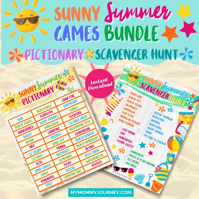 10 Sunny Summer Games Bundle, Printable Summer Party Games, Summer ...