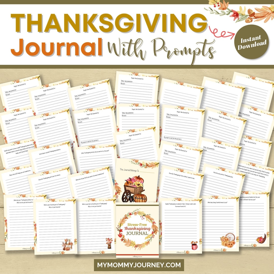 Thanksgiving Journal With Prompts for Adults, 35 Gratitude Journal ...