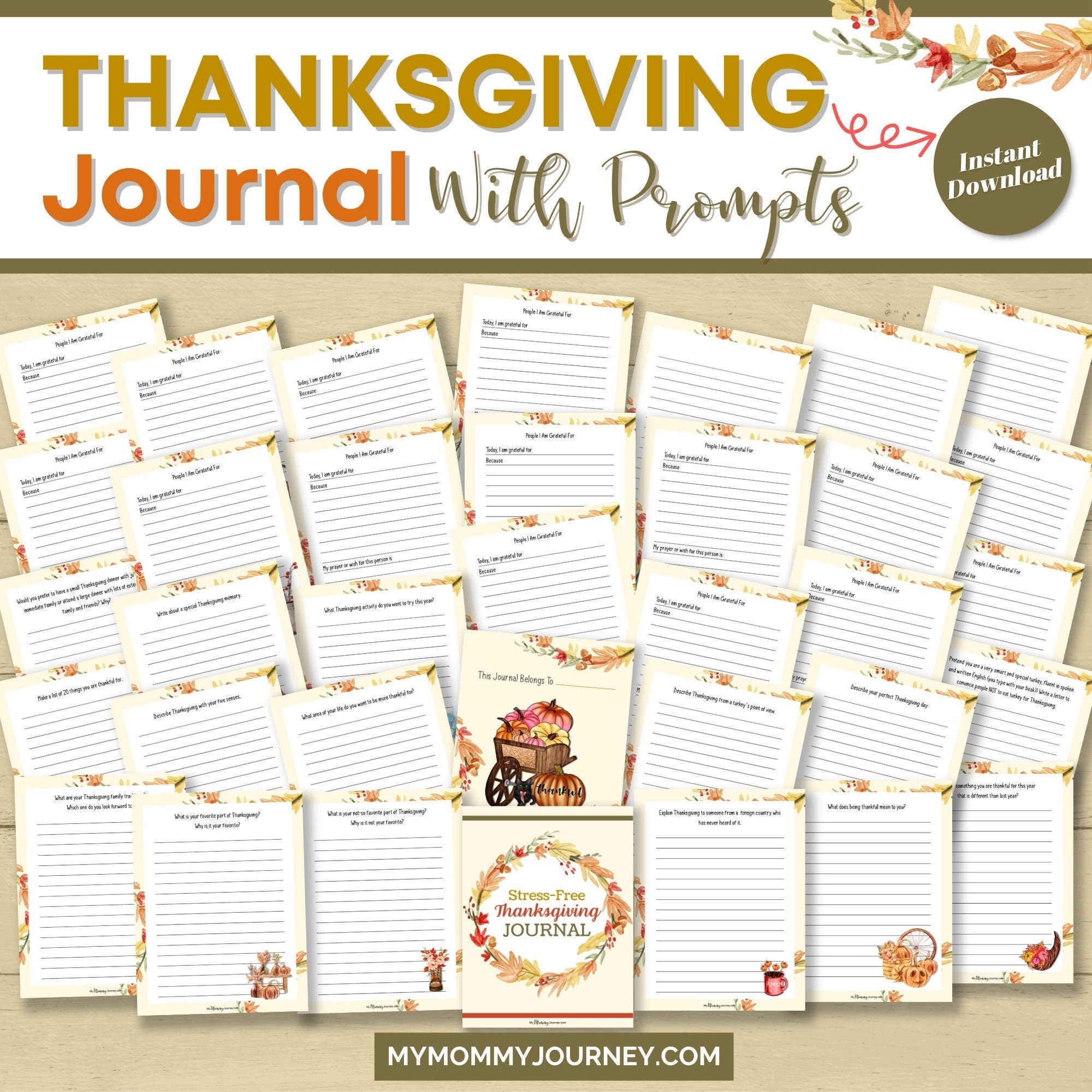 Thanksgiving Journal With Prompts for Adults, 35 Gratitude Journal ...