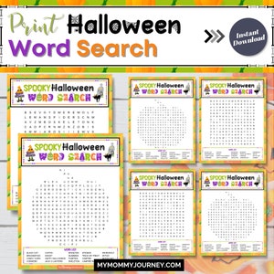 Spooky Halloween Word Search, Printable Halloween Activity, Halloween ...