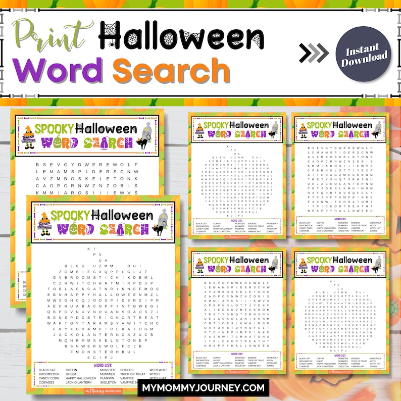 Spooky Halloween Word Search, Printable Halloween Activity, Halloween ...
