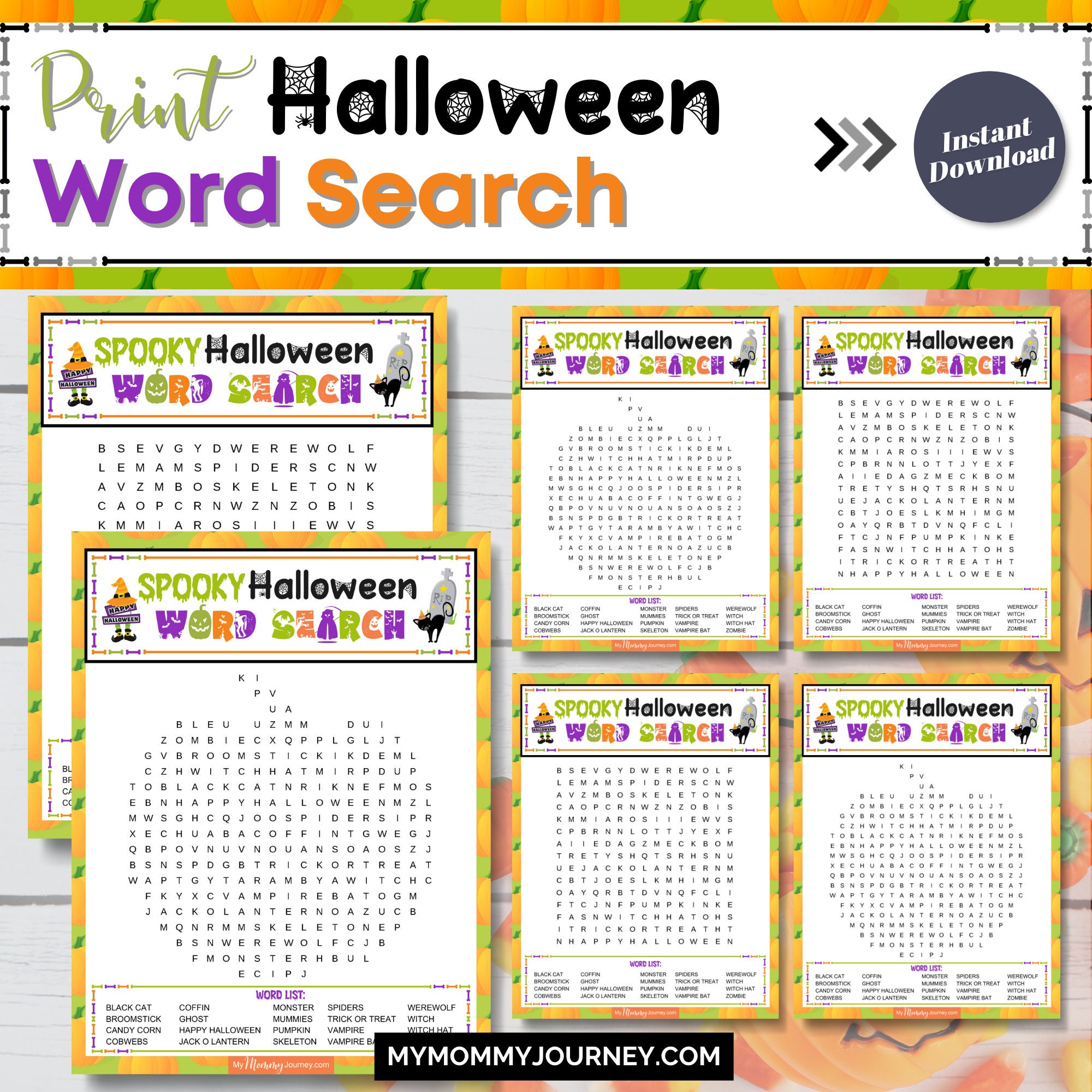 Spooky Halloween Word Search, Printable Halloween Activity, Halloween ...