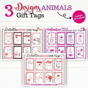 Valentine Gift Tags Printable With Animals Love Greetings, Printable ...