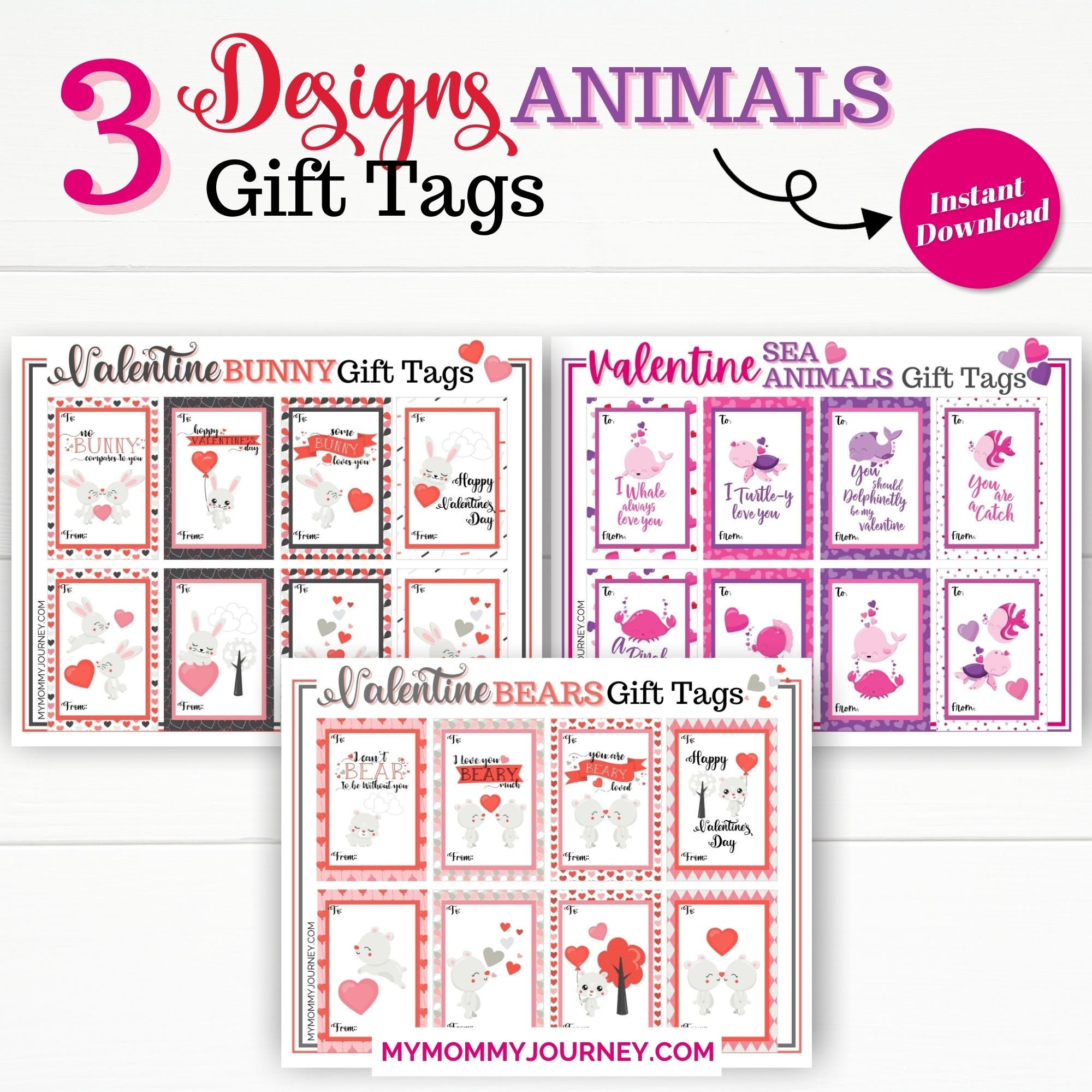 Valentine Gift Tags Printable With Animals Love Greetings - Etsy