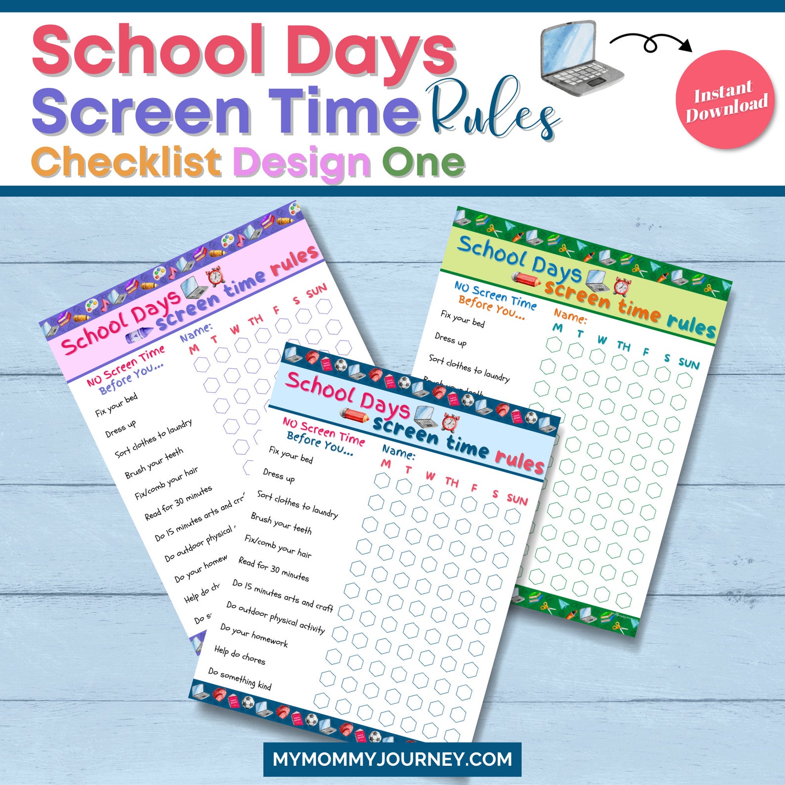 School Days Screen Time Rules for Kids, Screen Time Guidelines, After ...